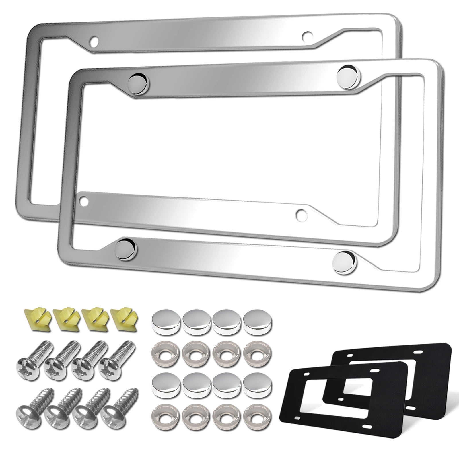 PROUD Stainless Steel License Plate Frame 2 Pack Chrome Mirror Polished ...