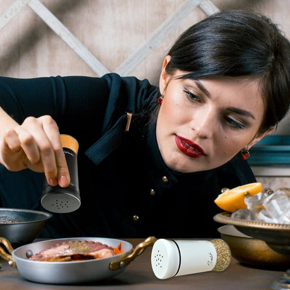 Stainless Steel Lid Pepper Shaker Set, Kitchen Table Cooking Tool, Warm ...