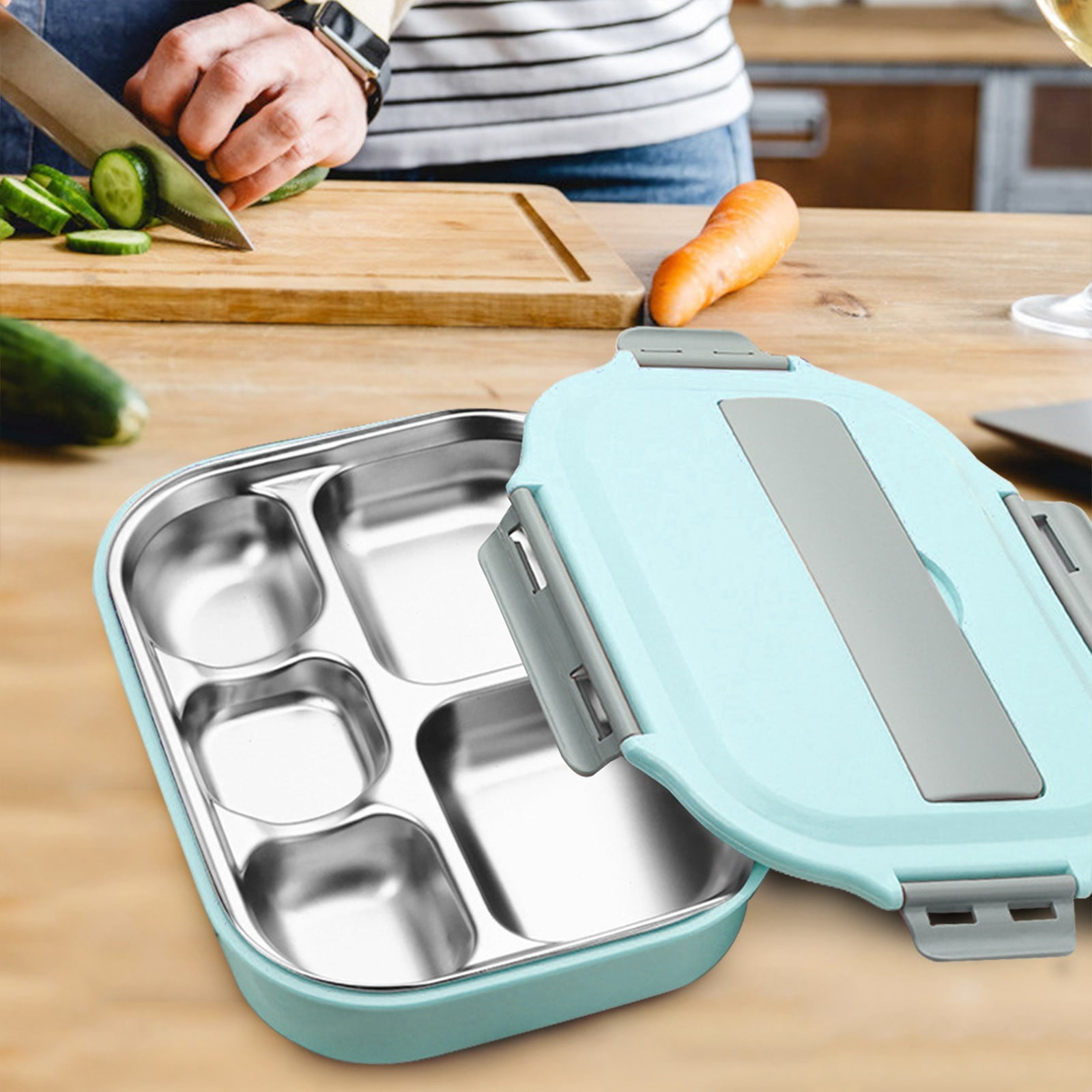 Stainless Steel Liner Lunch Box Divided Storage Container, Large Food ...