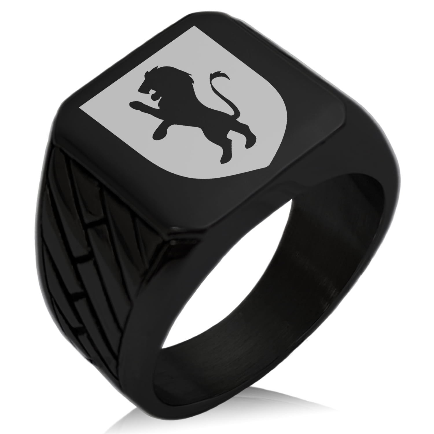 Tioneer Stainless Steel Lion Courage Coat of Arms Shield Geometric ...