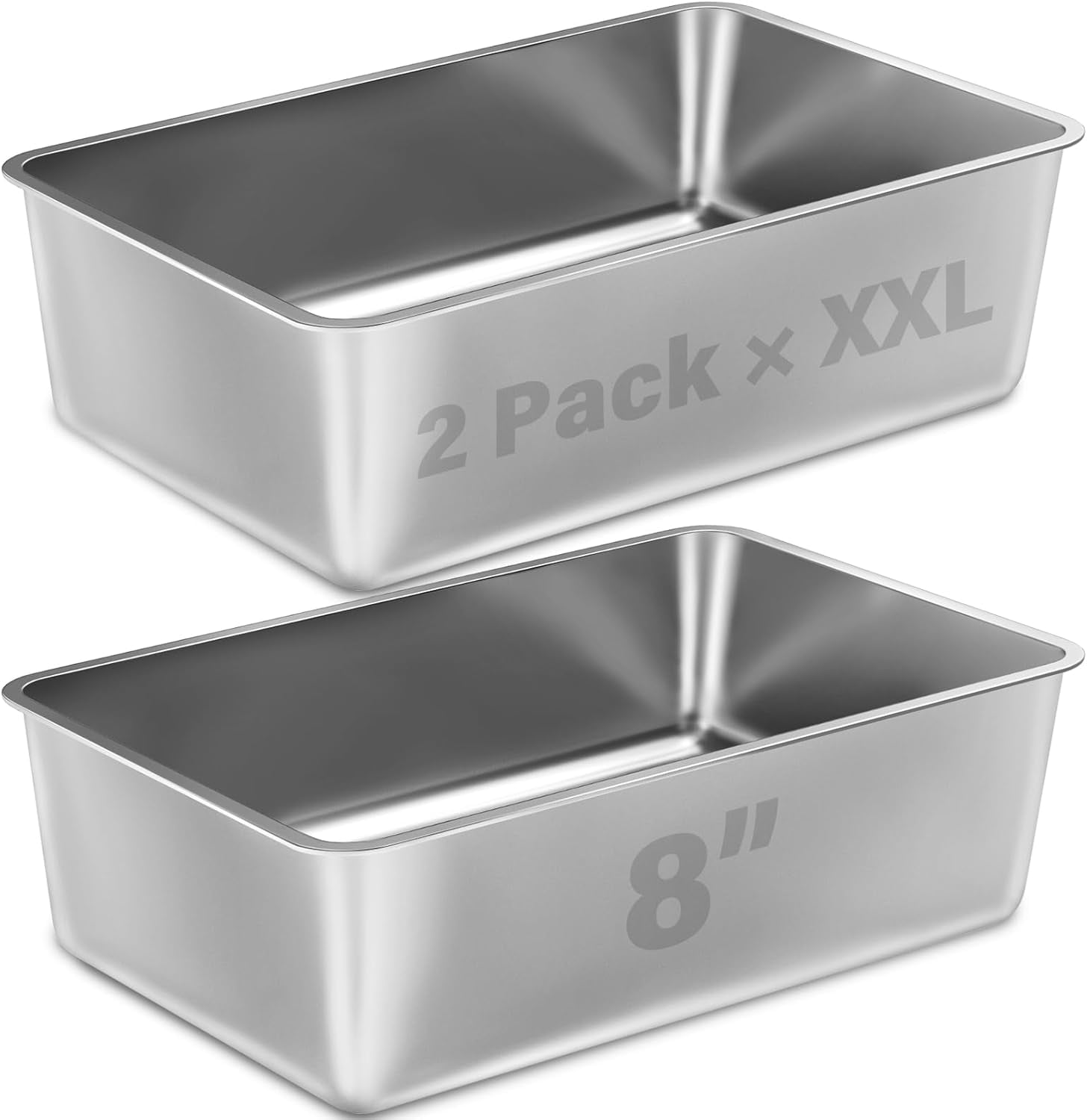 Stainless Steel Litter Box 2 Pack, 23.6x15.8x8 Inch(Deep) XXL Stainless ...