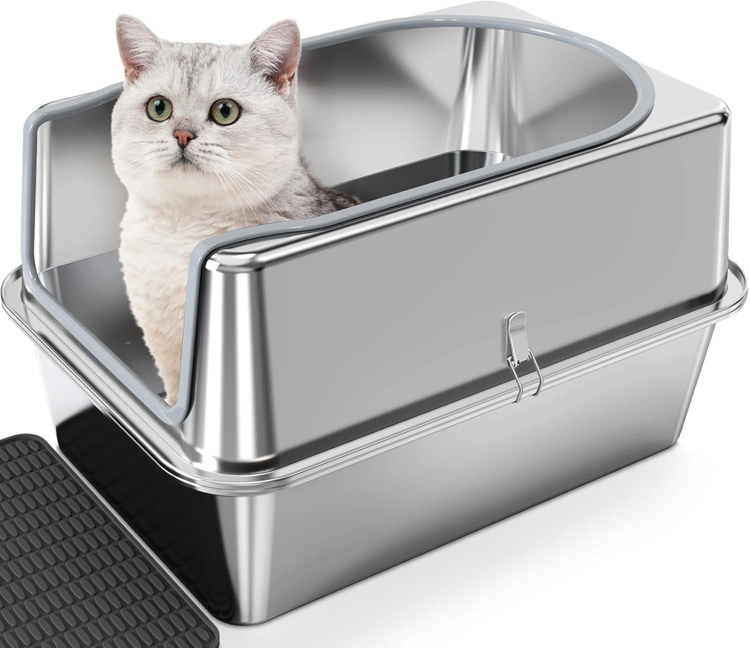 Stainless Steel Litter Box - Entirely Metal high Side Litter Box - XXL ...