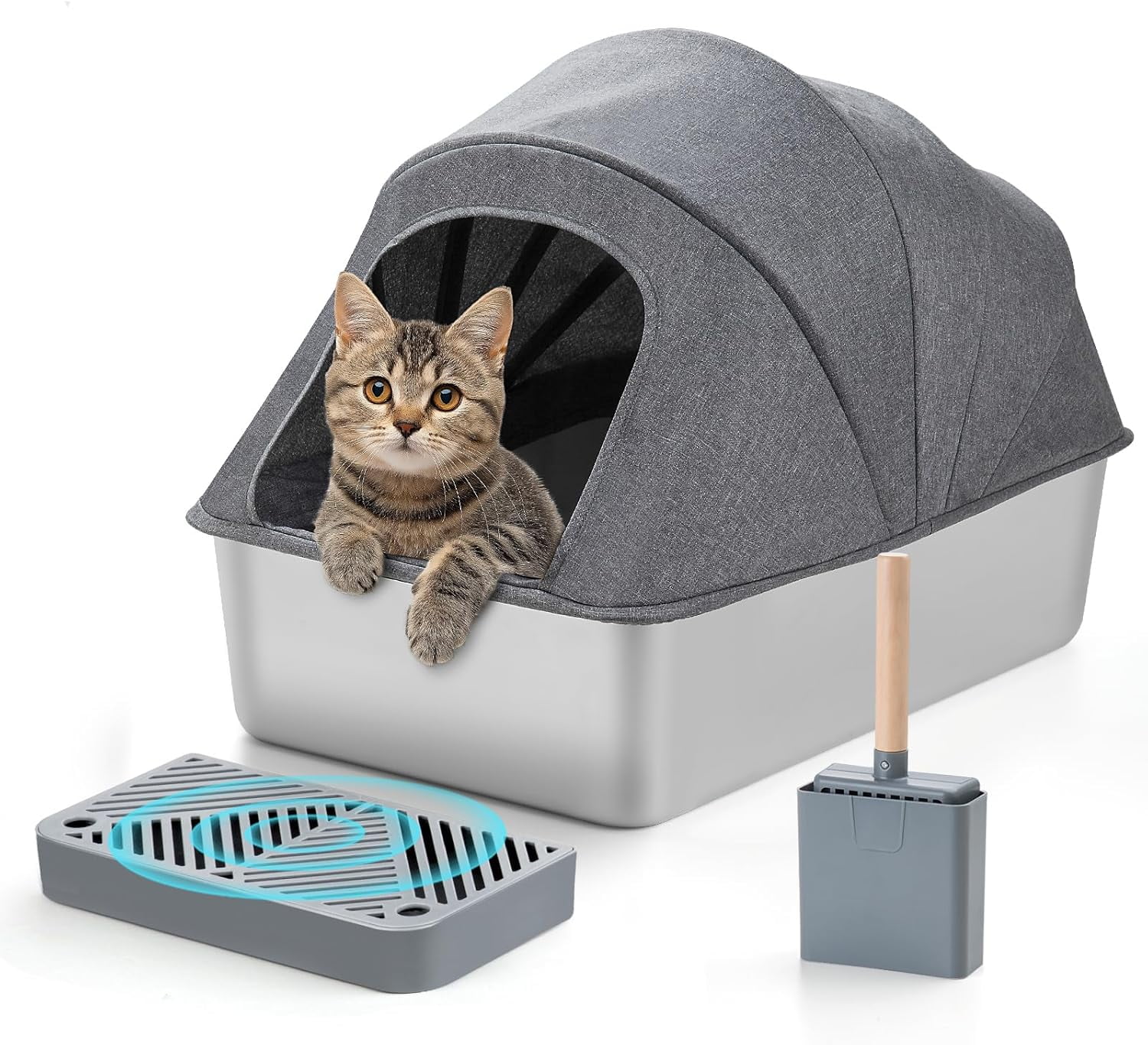 Stainless Steel Litter Box Extra Large Metal Covered Litter Box ...