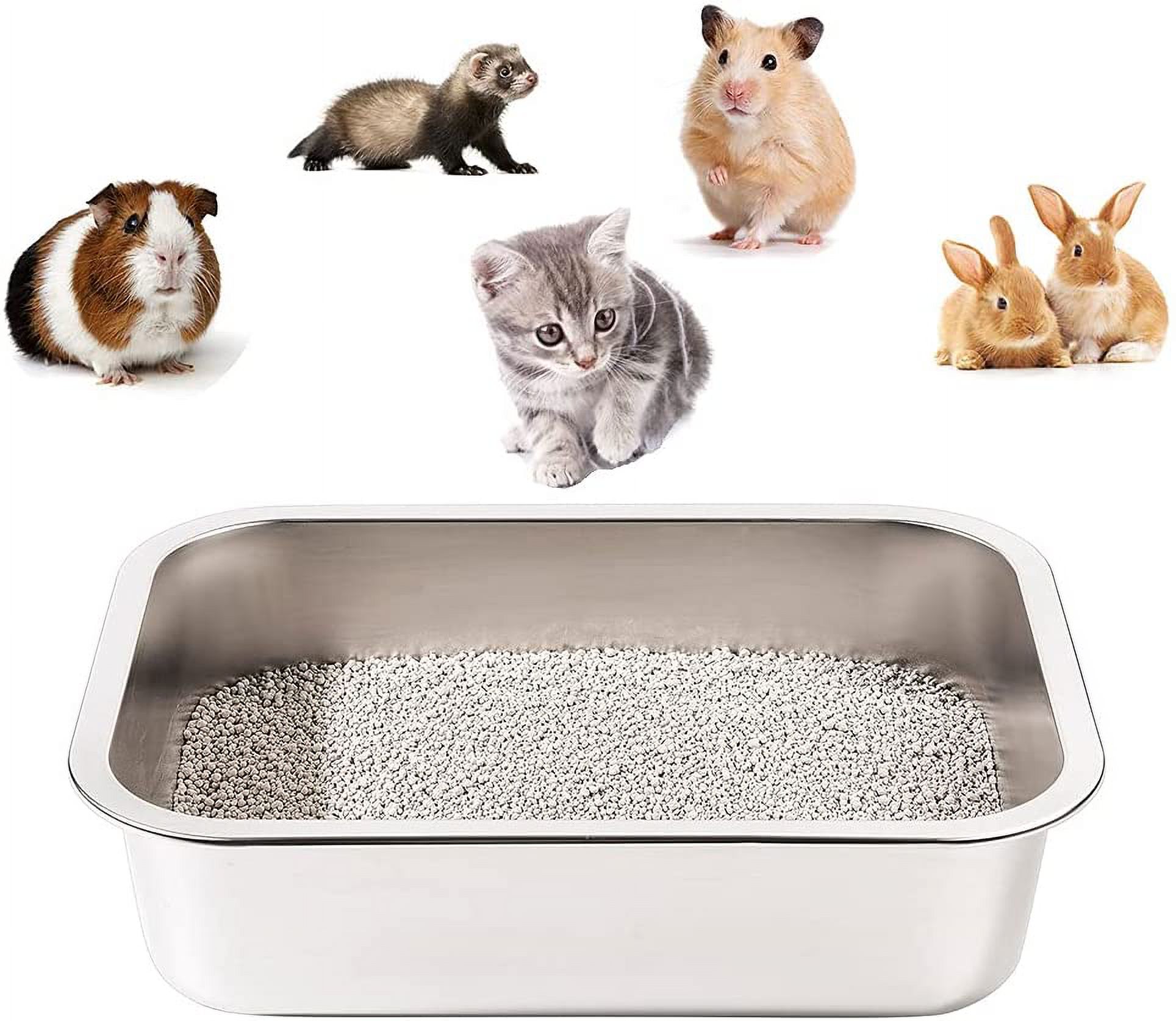 Stainless Steel Litter Box for Kittens, 4 in Height Easy Entry, Odor ...