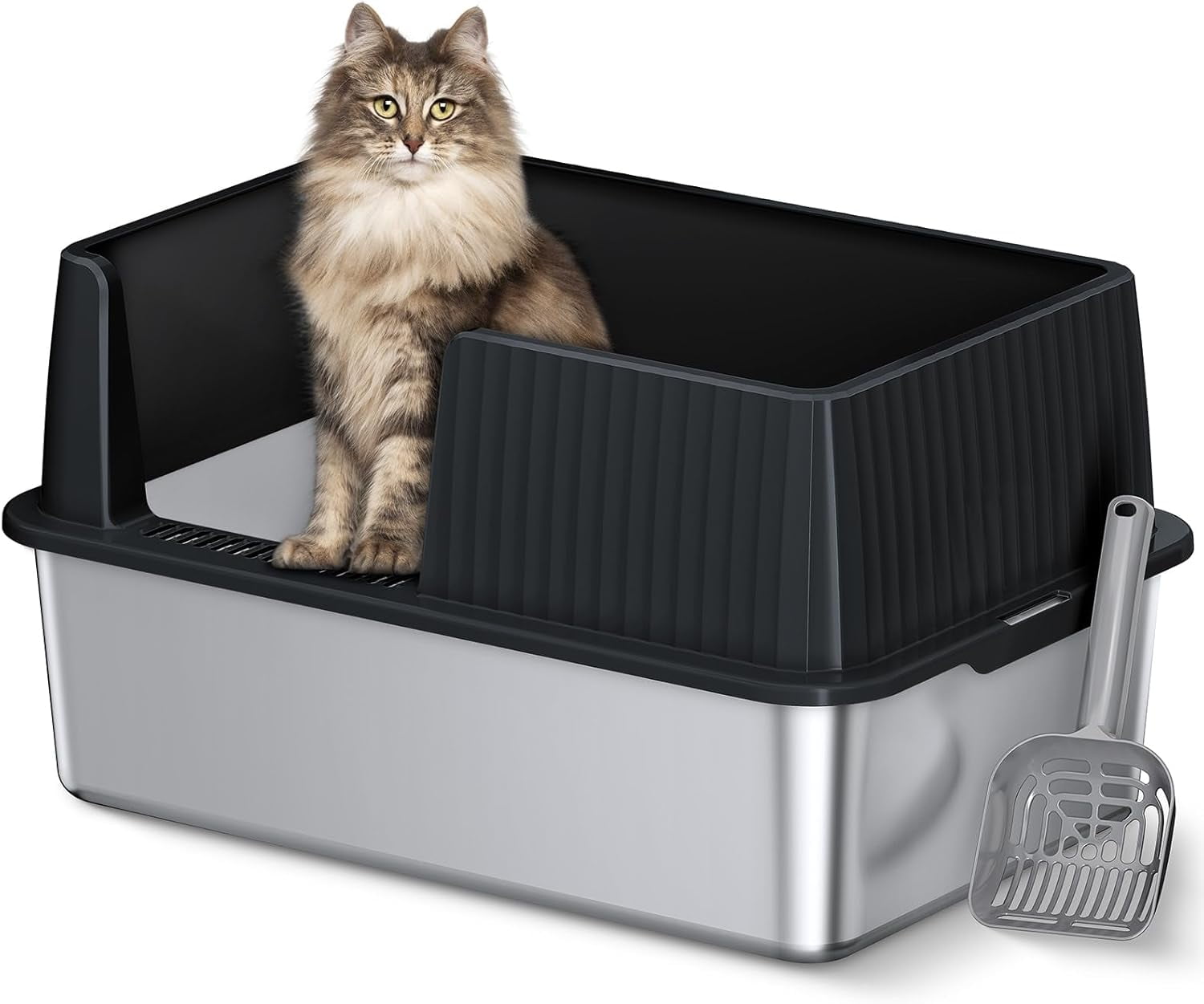 Stainless Steel Litter Box with Lid, Extra Large Cat Litter Box for Big ...