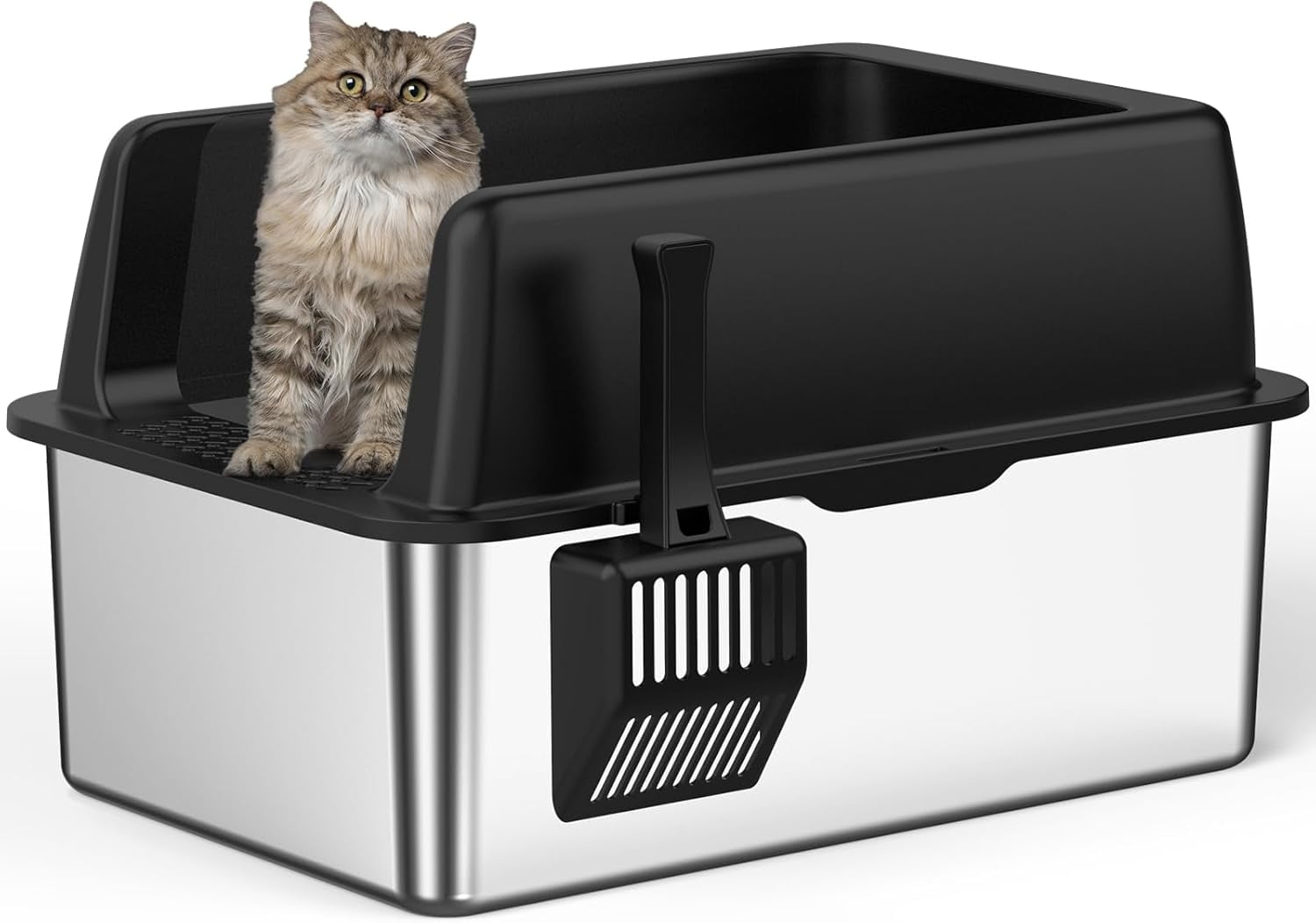 Stainless Steel Litter Box with Lid, Extra Large Cat Litter Boxes, XL ...