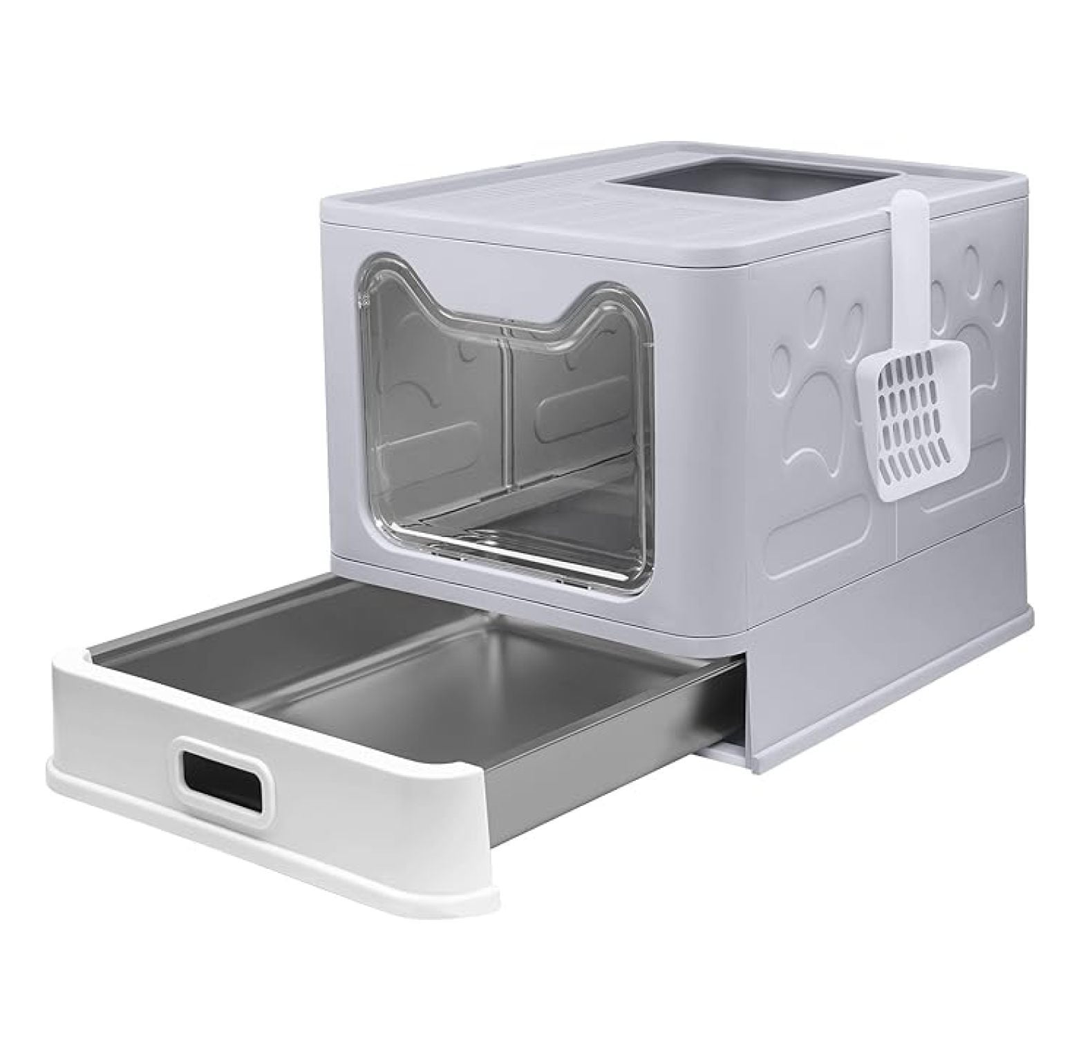 Stainless Steel Litter Box with Lid,Large Foldable Litter Box with Lid ...