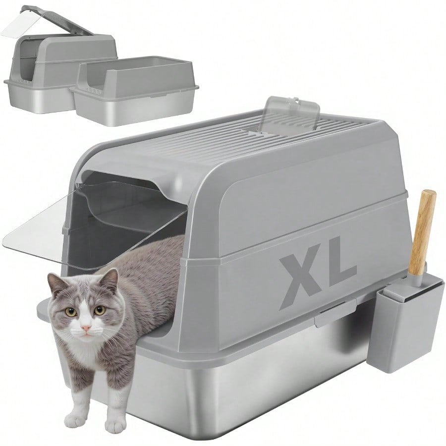 Stainless Steel Litter Box With Lid XL Extra Large Cat Litter Box ...