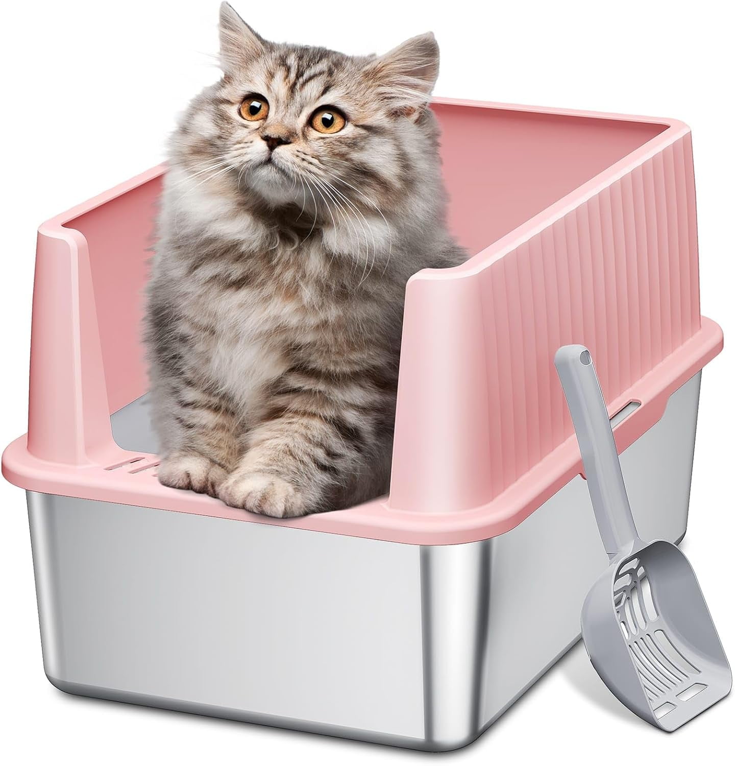 Stainless Steel Litter Box Small, Kitten Litter Box with High Sides 17 ...