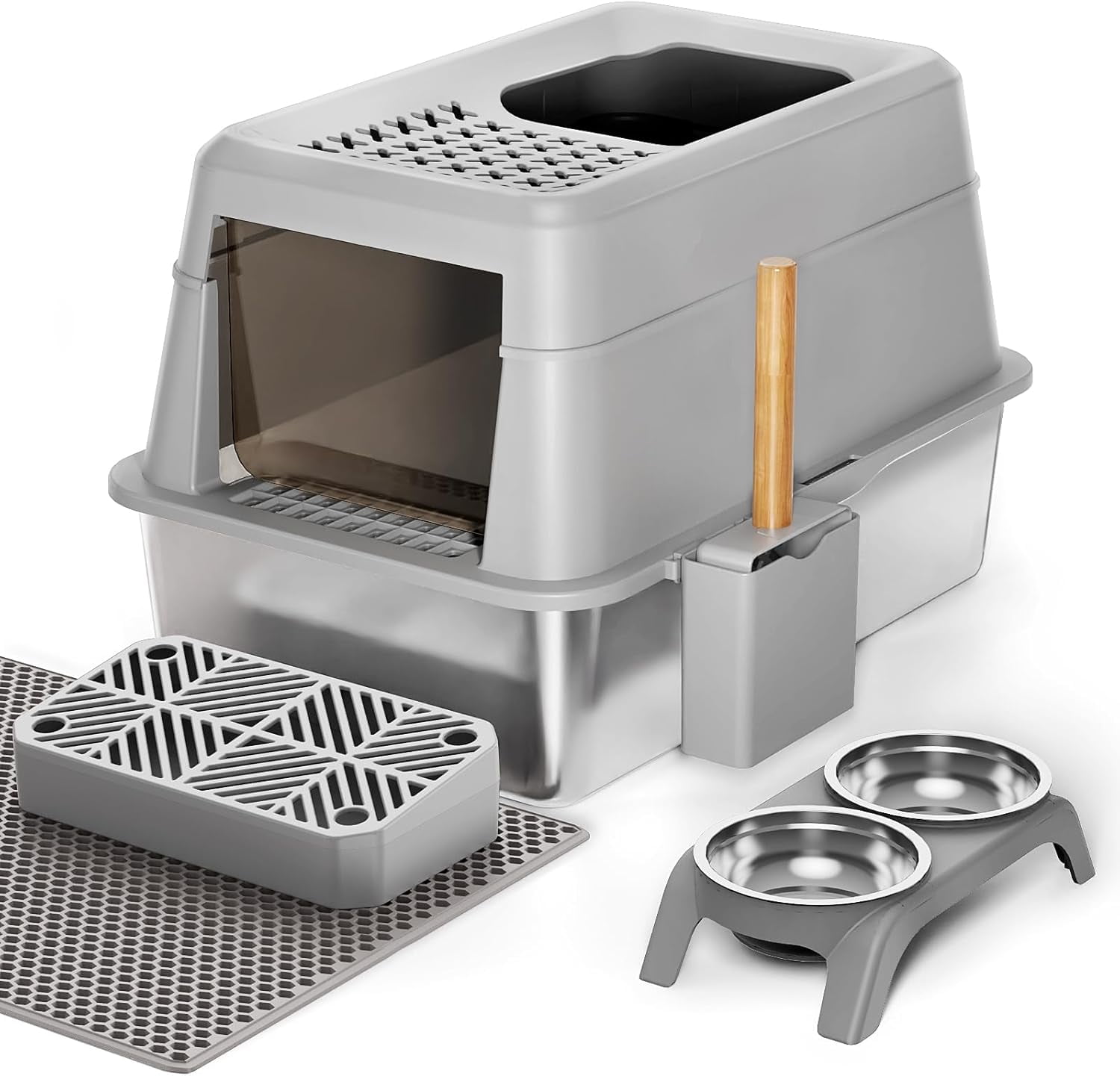 Stainless Steel Litter Box with Lid, Extra Large Enclosed Metal Boxes ...