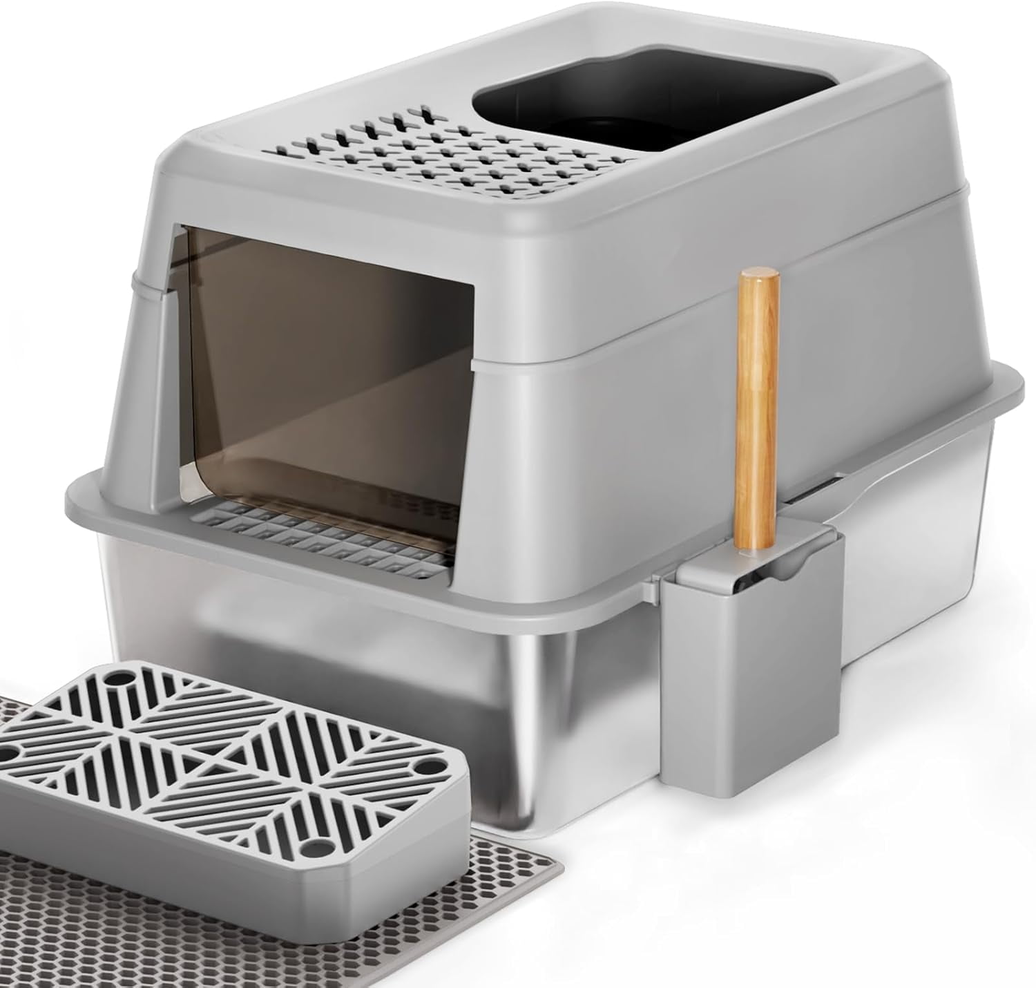 Stainless Steel Litter Box with Lid, Extra Large Enclosed Metal Boxes with Cover for Big Cats ...