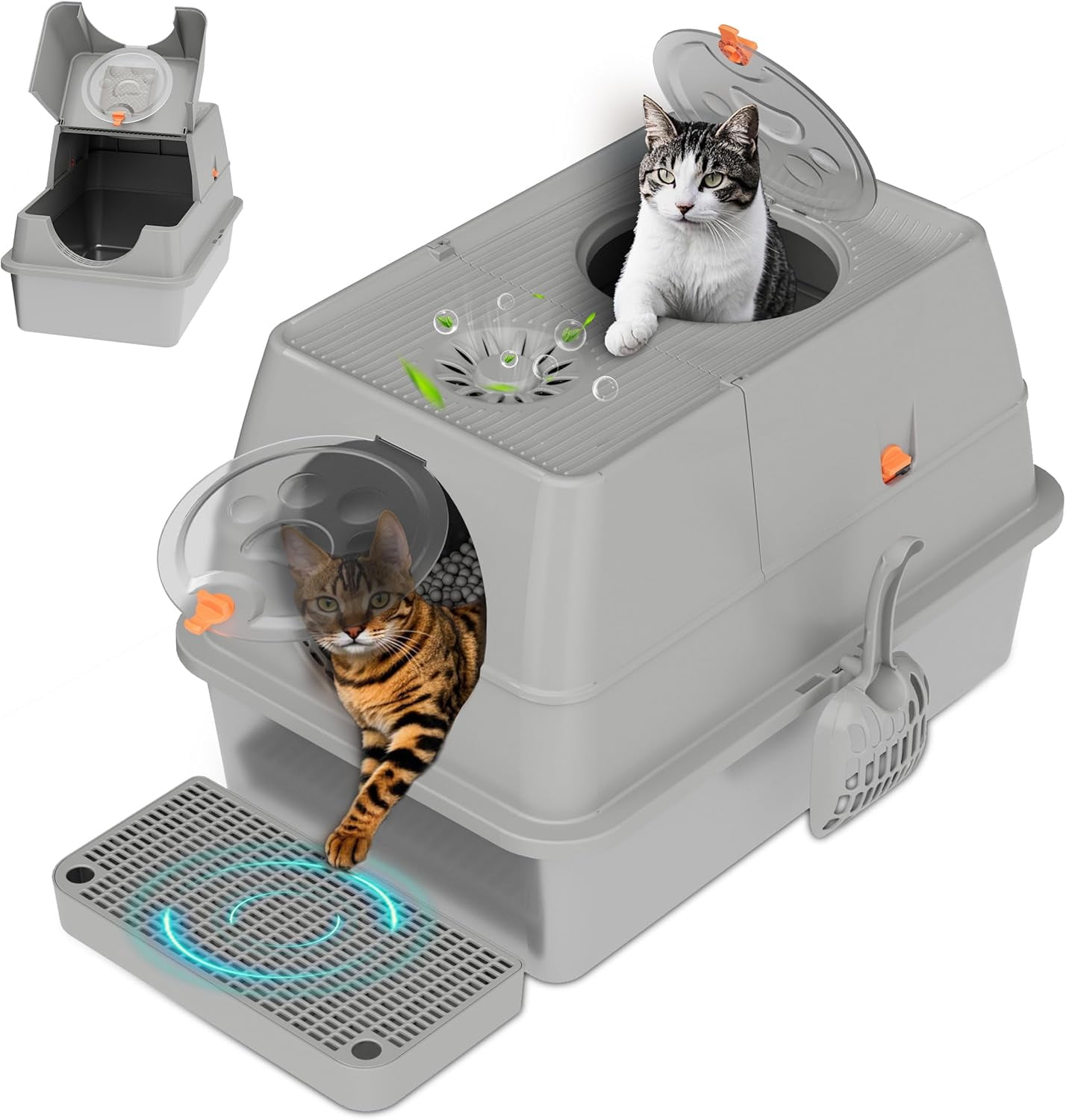 Stainless Steel Litter Box with Lid,Front Entry Top Exit Kitty ...