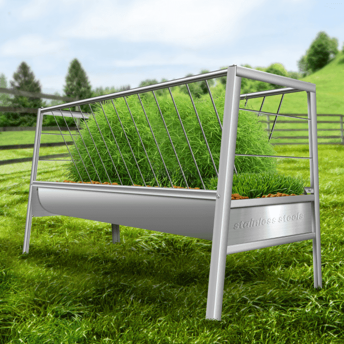 Stainless Steel Livestock Feeder, 77Gal Dual-Chamber, Farm Ranch Trough ...