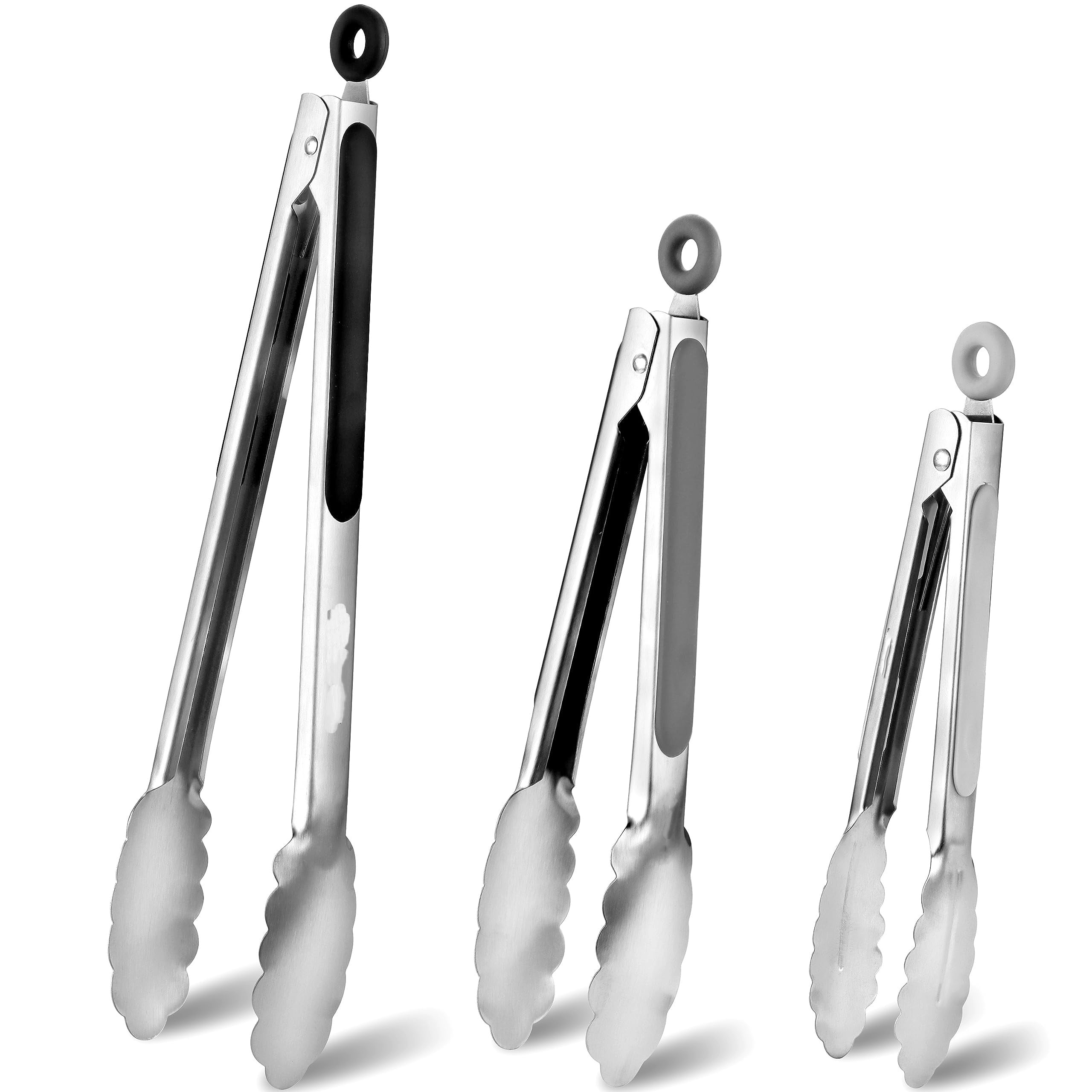 Stainless Steel Locking Tong Set of 3 - Premium 7,9 and 12 inch Kitchen ...