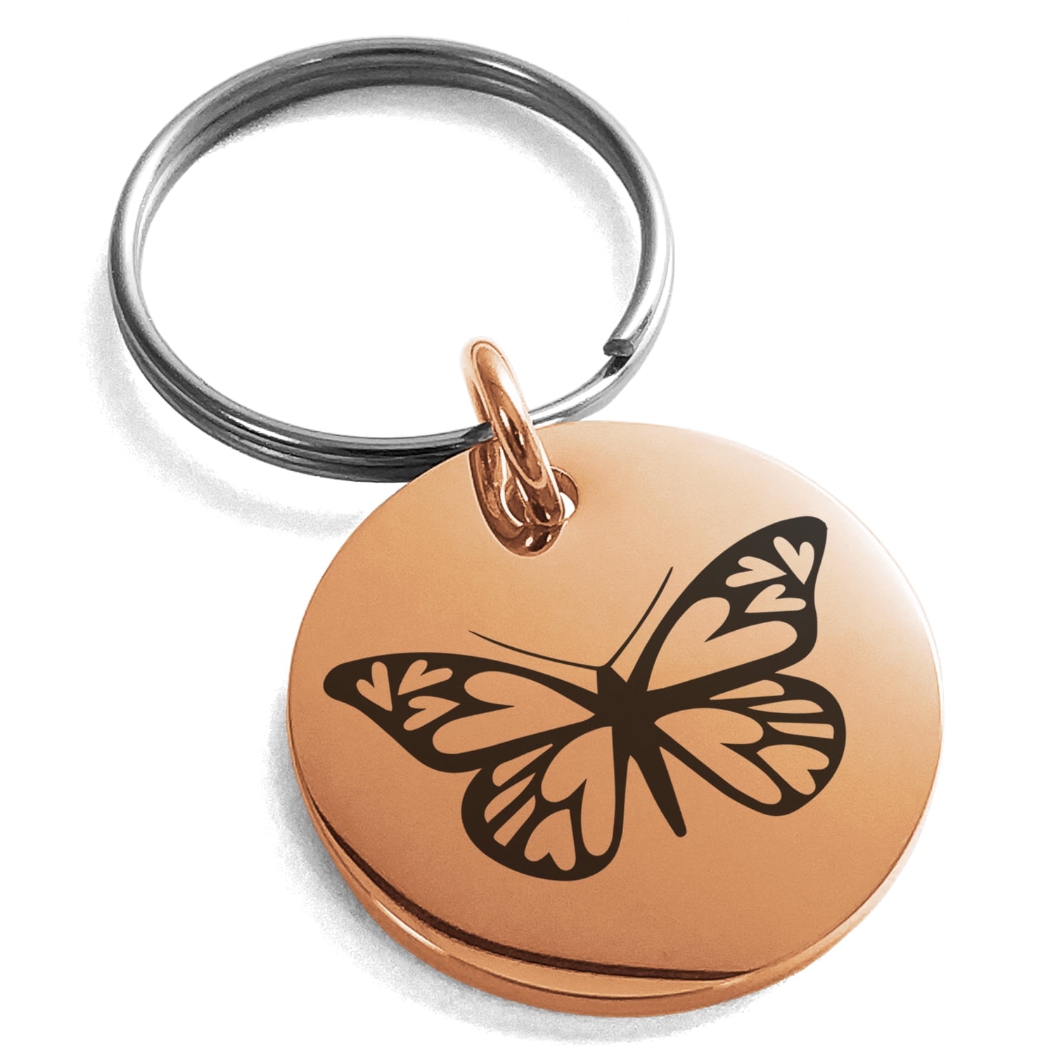 Tioneer Stainless Steel Love Butterfly Engraved Small Medallion Circle ...