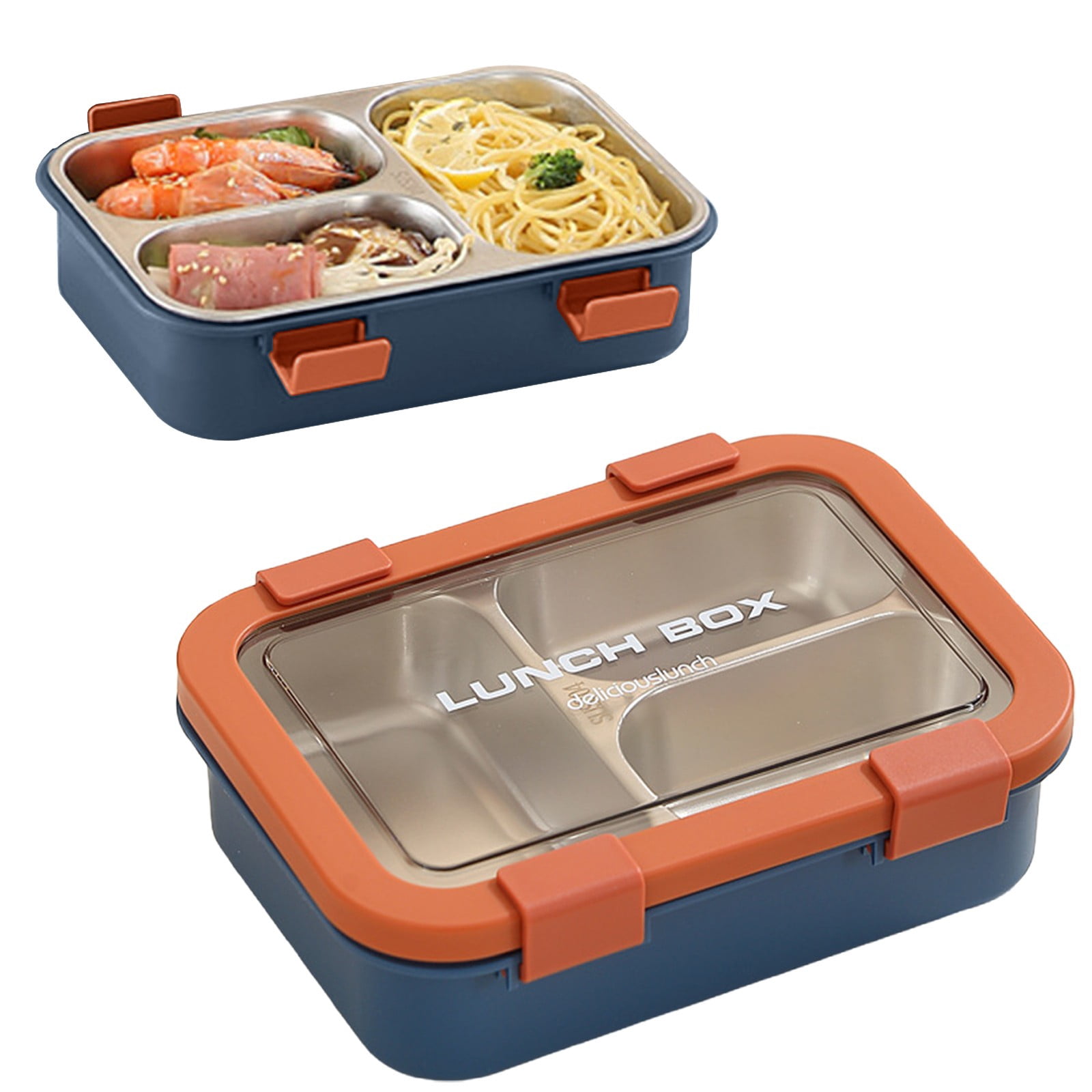 Stainless Steel Lunch Box, 3 Compartment Container with Leakproof Lids ...