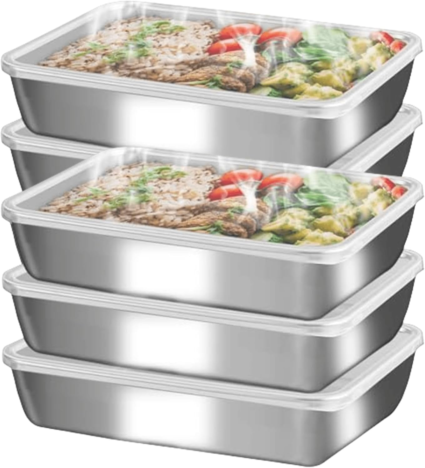 Stainless Steel Lunch Box 6-Pack,Stackable Snack Storage Boxes, Lid ...