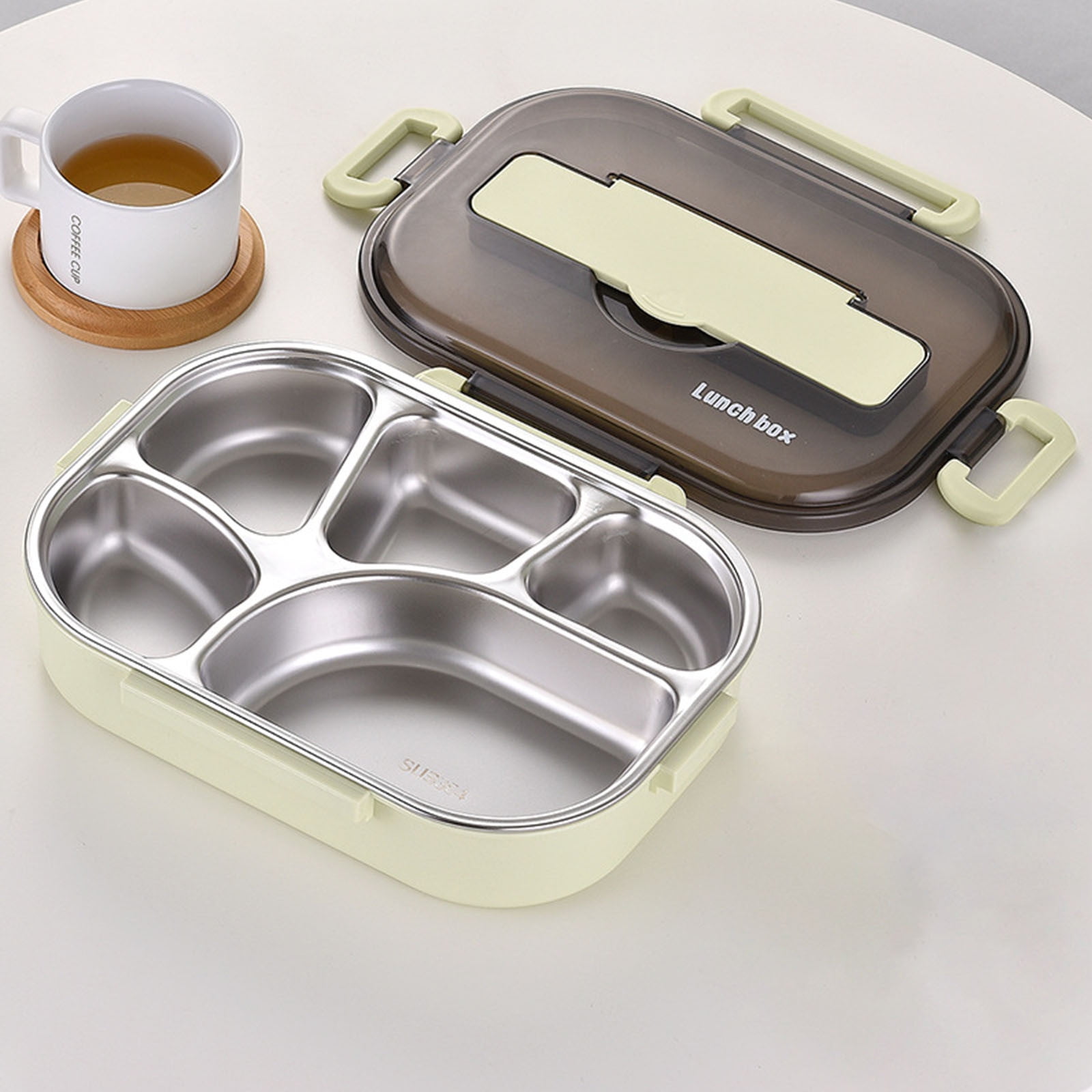 Stainless Steel Lunch Box Metal Bento Box with 5 Compartments,Leak ...