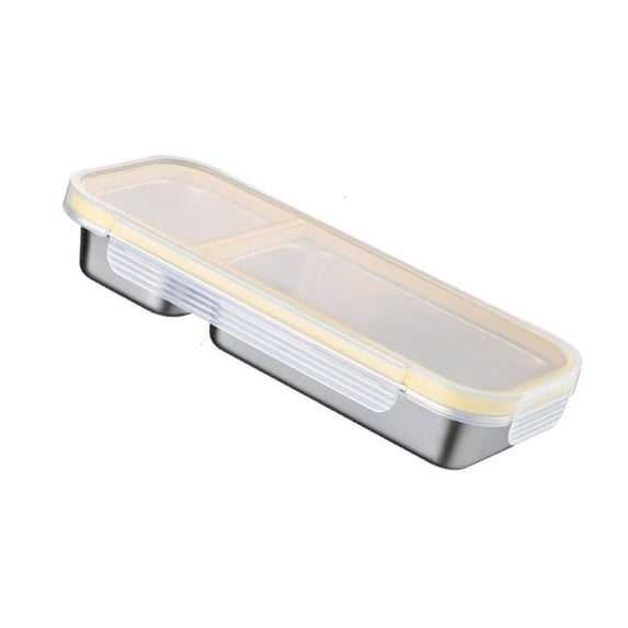 Stainless Steel Lunch Box Multi Compartment Plastic Lid Meal ...