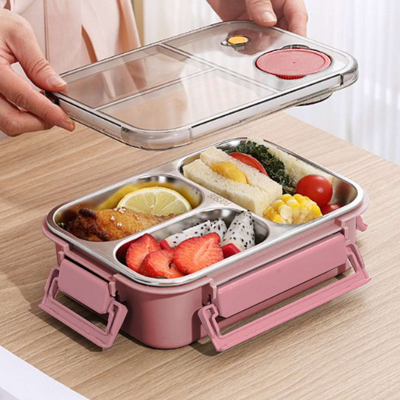 Stainless Steel Lunch Box with Phone Holder - Leakproof Microwaveable ...