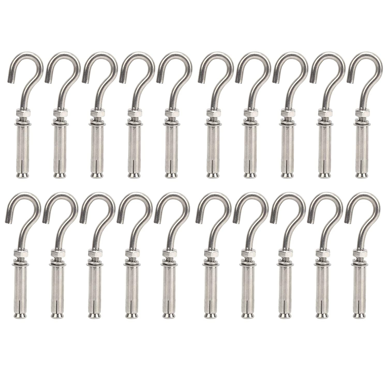 Stainless Steel M8 Expansion Hook, Set of 20, Shoulder Eye Bolts ...