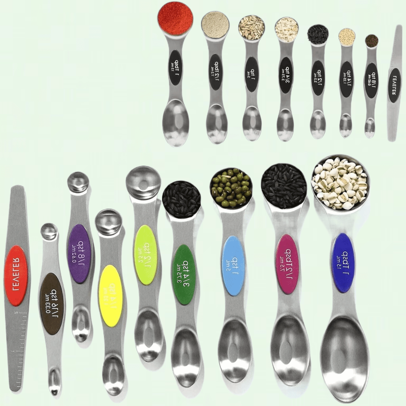 Stainless Steel Magnetic Measuring Spoons Set - 9pcs Multicolors ...