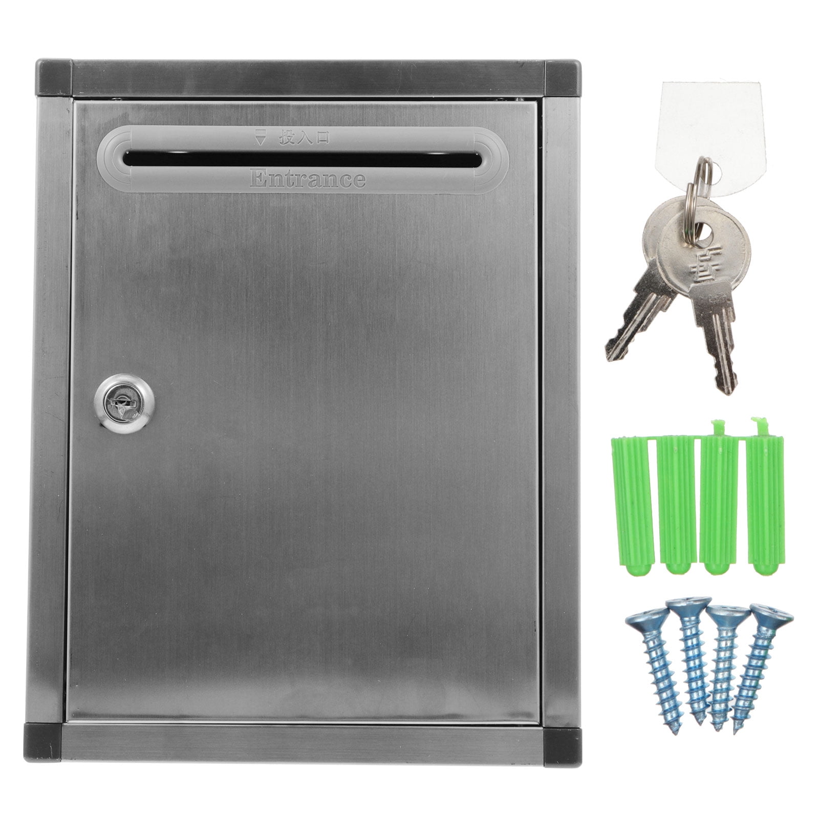 Stainless Steel Mailbox Letter Storage Container Lockable Wall Mounted ...