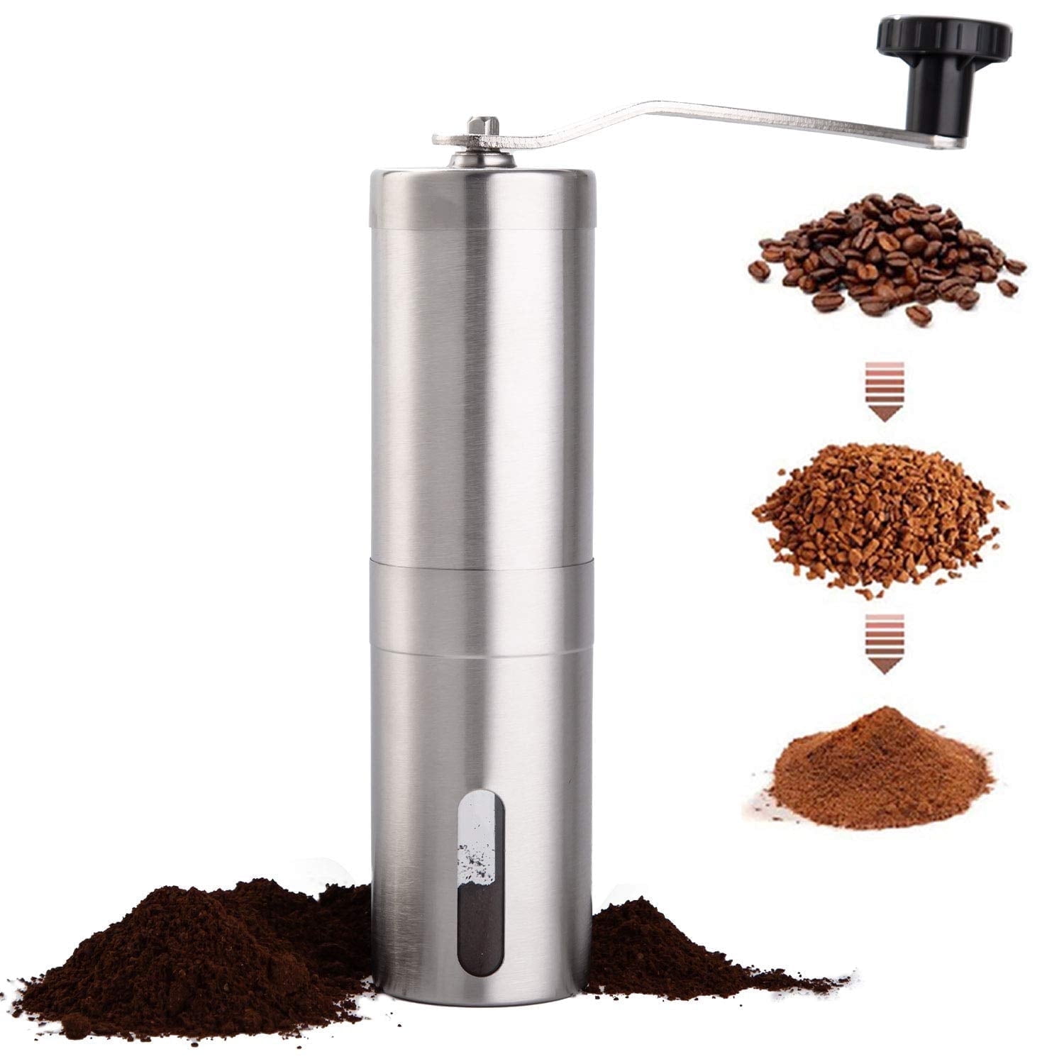 PARACITY Stainless Steel Manual Coffee Grinder, Ceramic Burr, Portable ...
