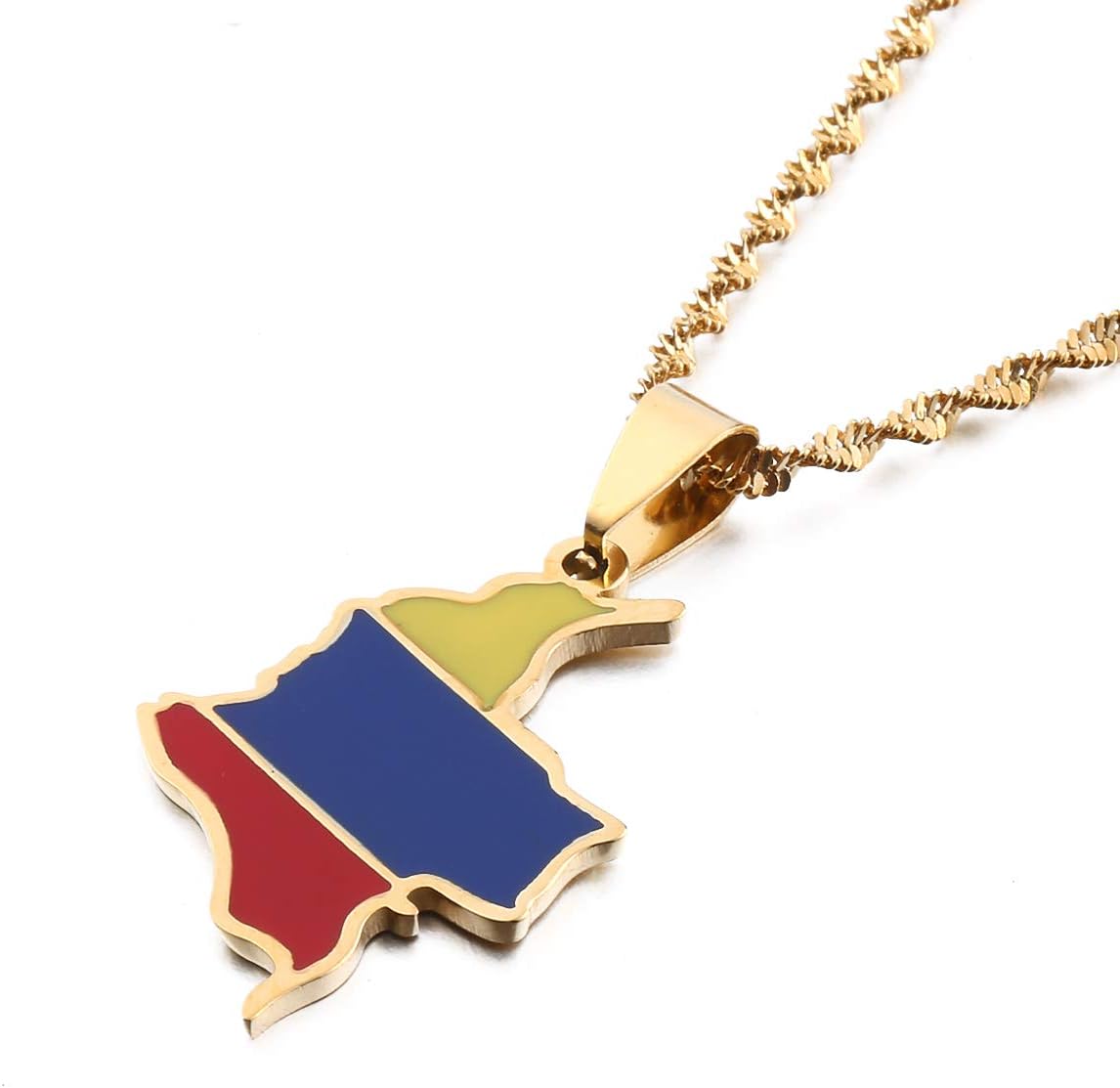 Stainless Steel Map of Colombia Heart Pendant Necklace for Women ...
