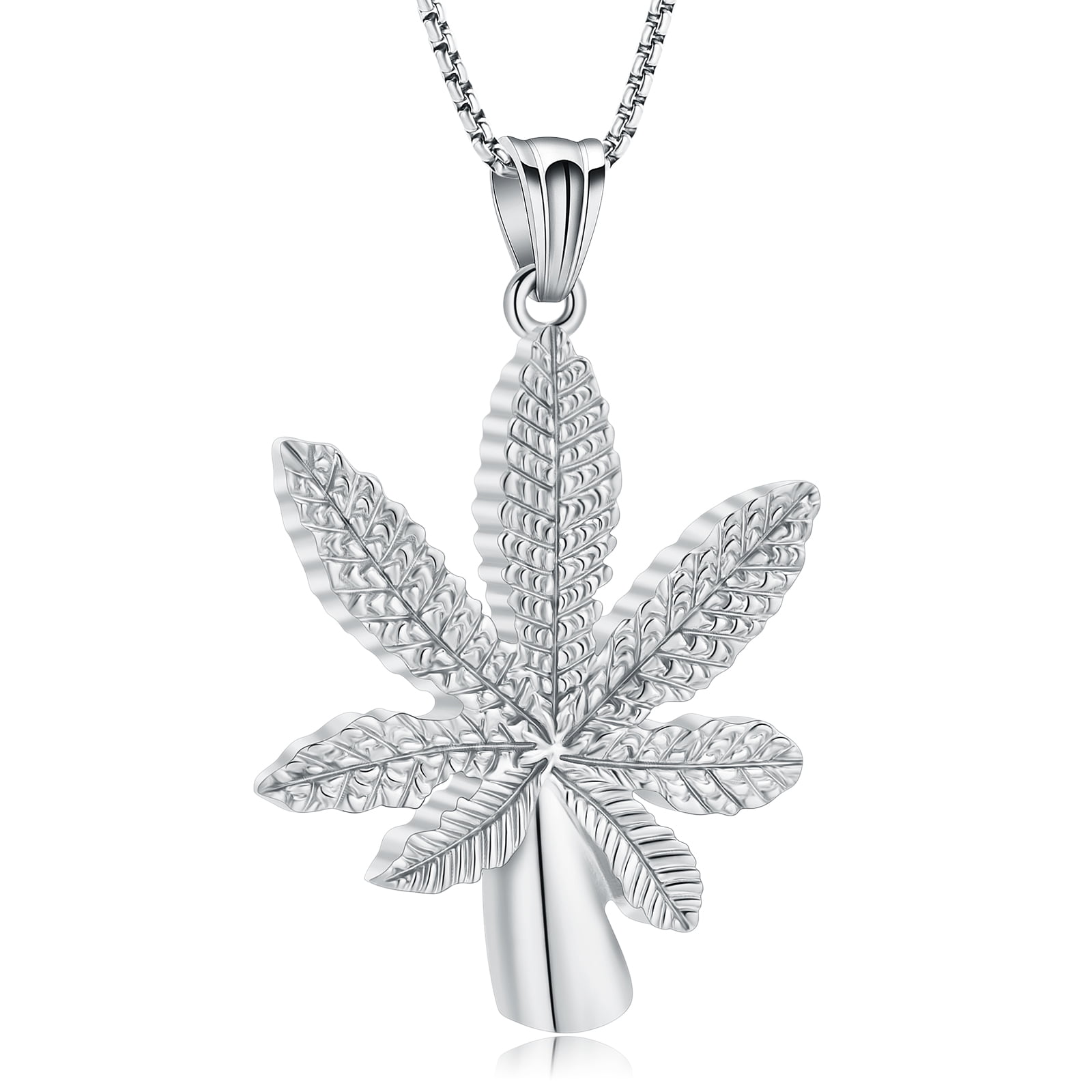 Stainless Steel Marijuana Leaf Urn Pendant Memory Necklace for ...