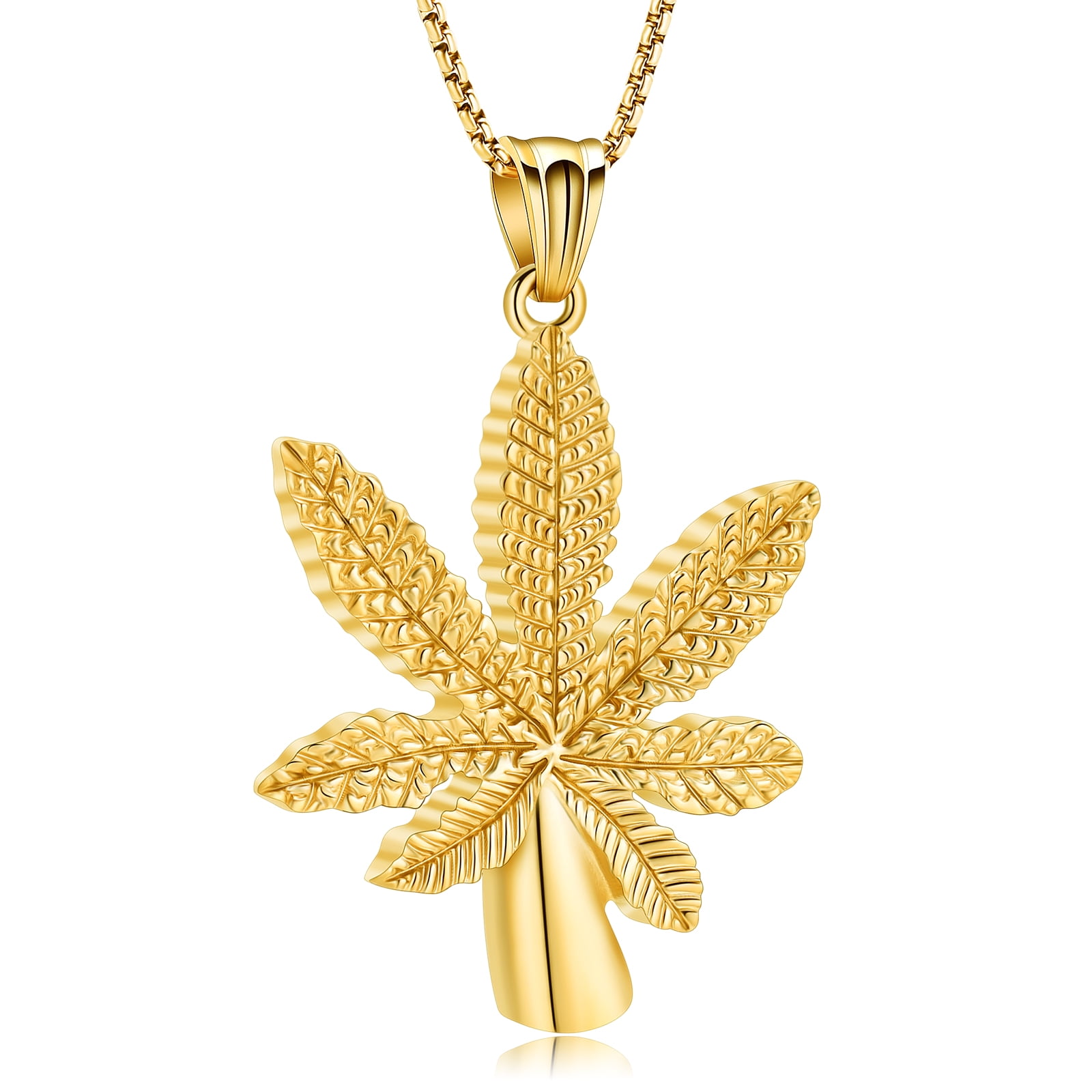 Stainless Steel Marijuana Leaf Urn Pendant Memory Necklace for Cremation Ashes Holder Memorial ...