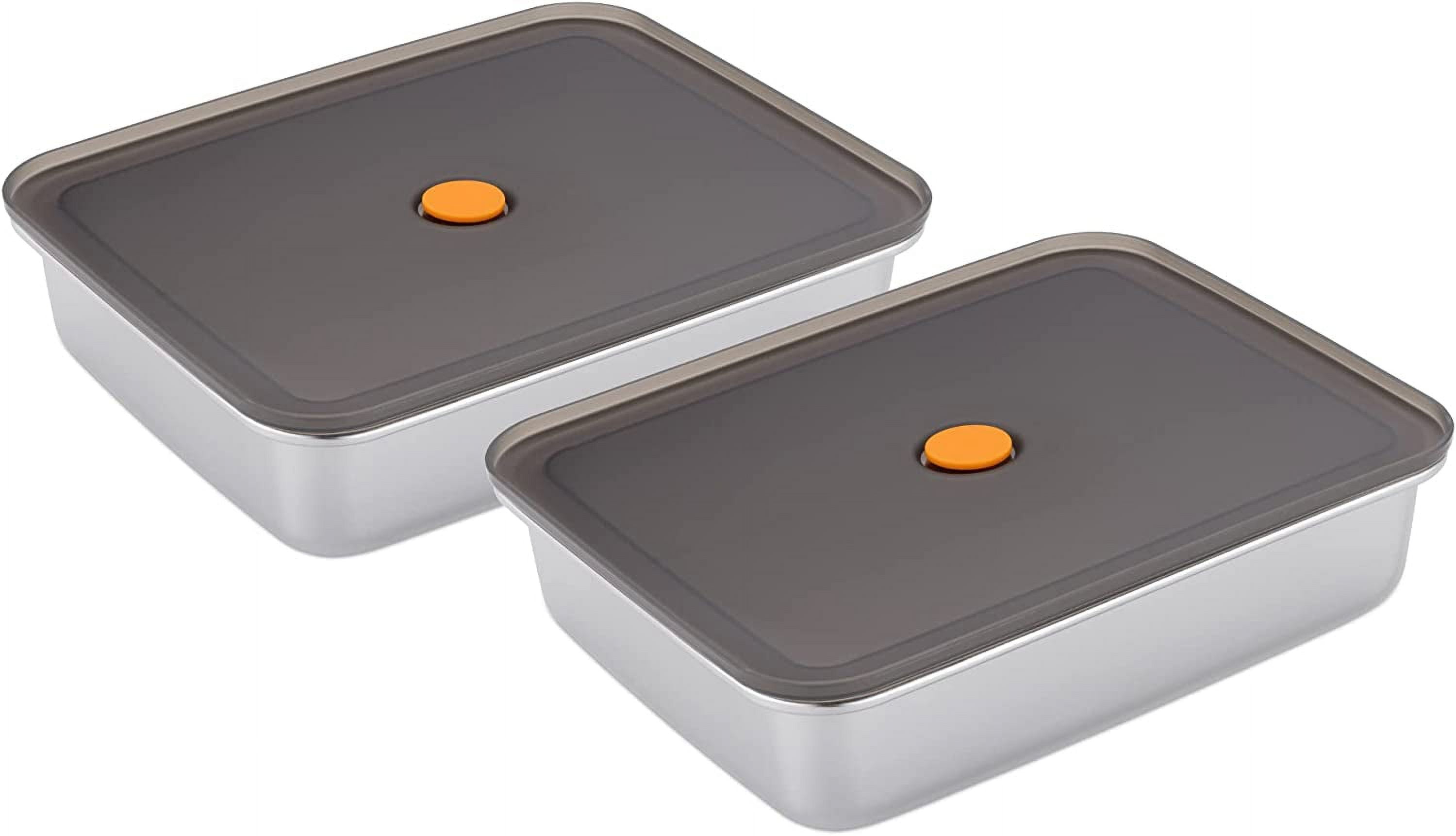 Stainless Steel Marinating Containers (Set of 2) - Metal Meat Marinade ...