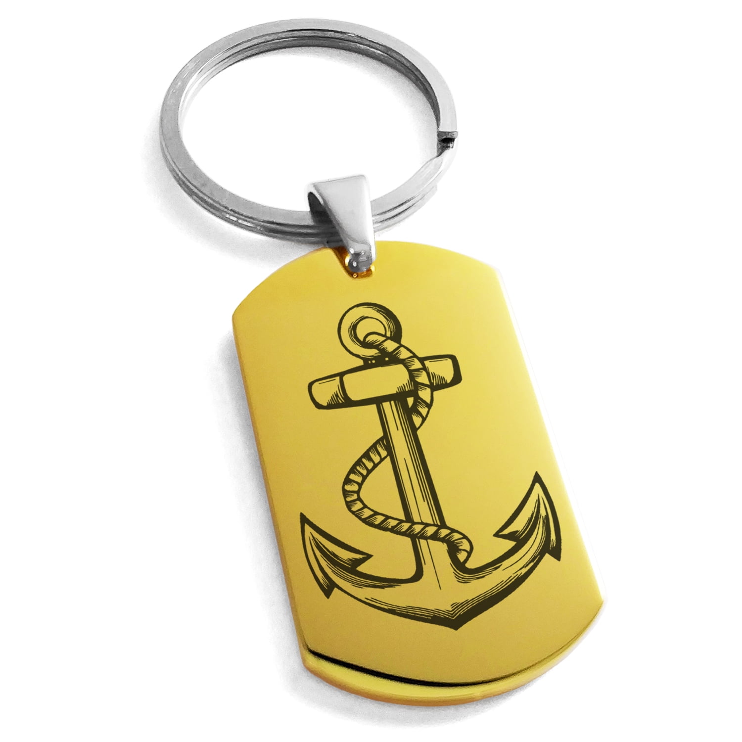 Tioneer Stainless Steel Mariner Nautical Anchor Engraved Dog Tag ...