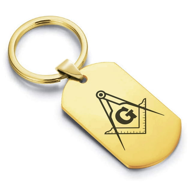 Stainless Steel Masonic Square and Compass Symbol Dog Tag Keychain ...