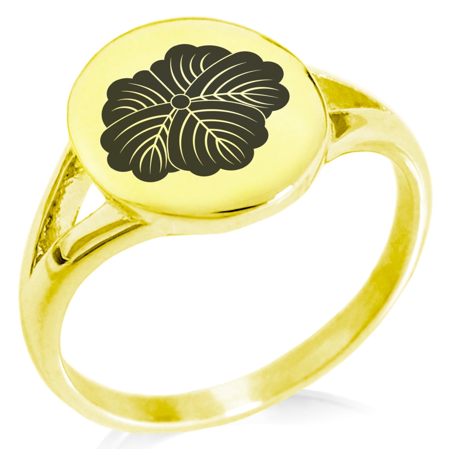 Stainless Steel Matsunaga Samurai Crest Minimalist Oval Top Polished ...