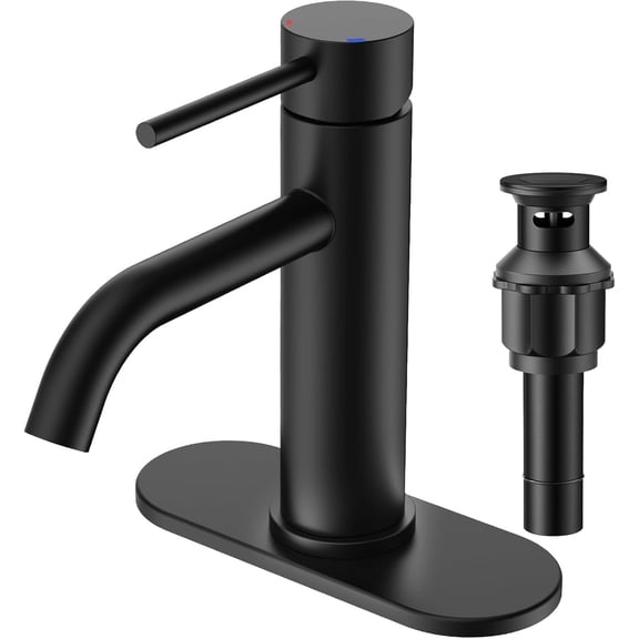 Bathroom Faucet Black Single Hole Modern Sink with Pop-up Drain ...