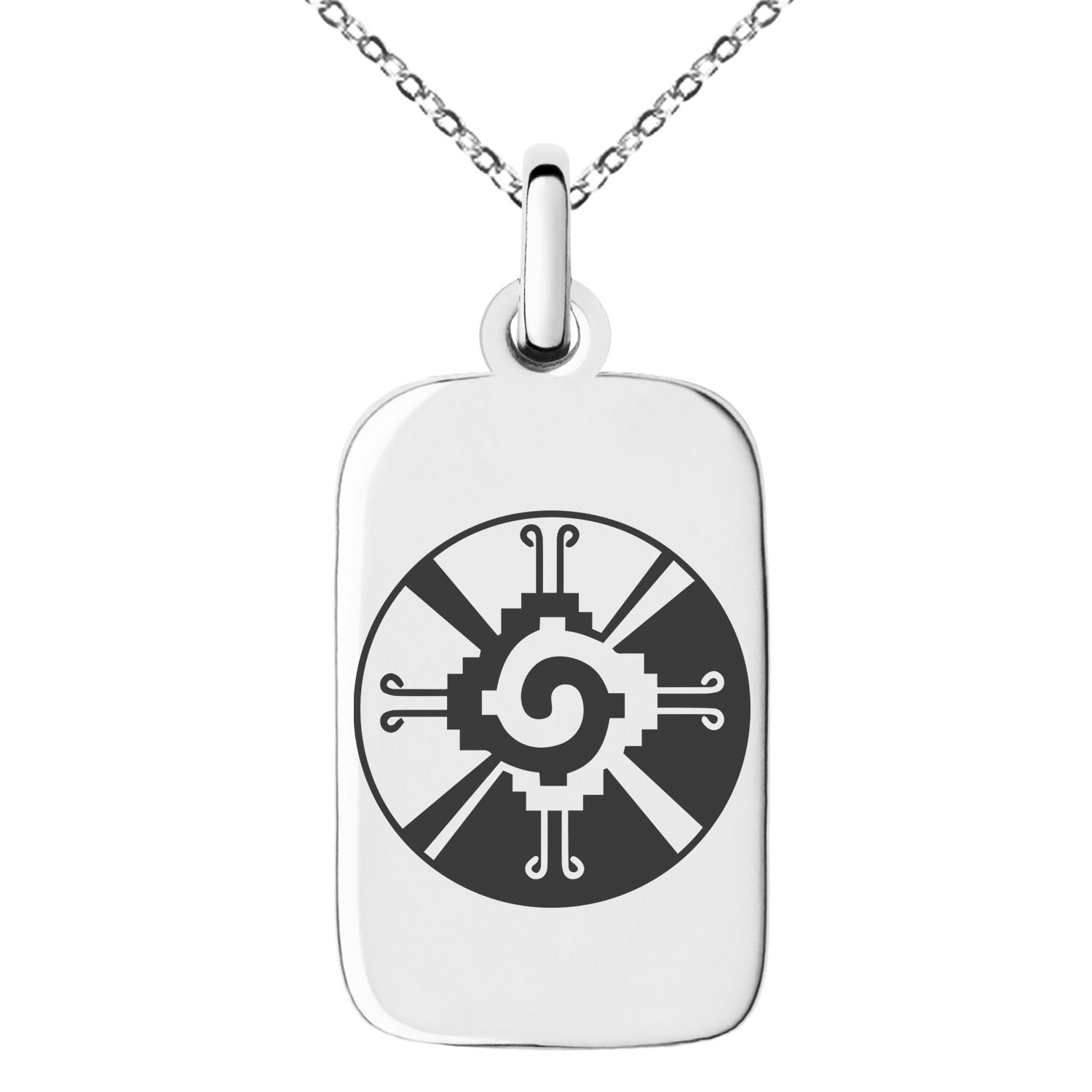 Stainless Steel Mayan Hunab Ku Rune Engraved Small Rectangle Dog Tag ...