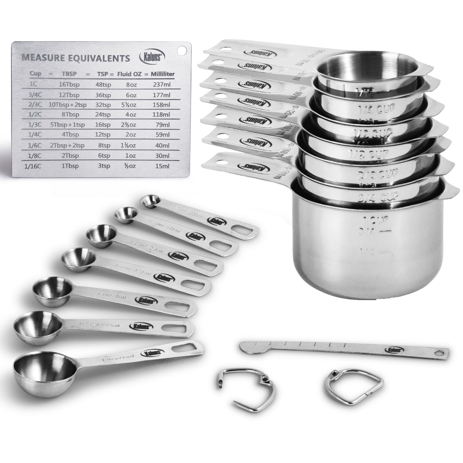 Stainless Steel Measuring Cups, Measuring Spoons,16 Piece Measuring ...