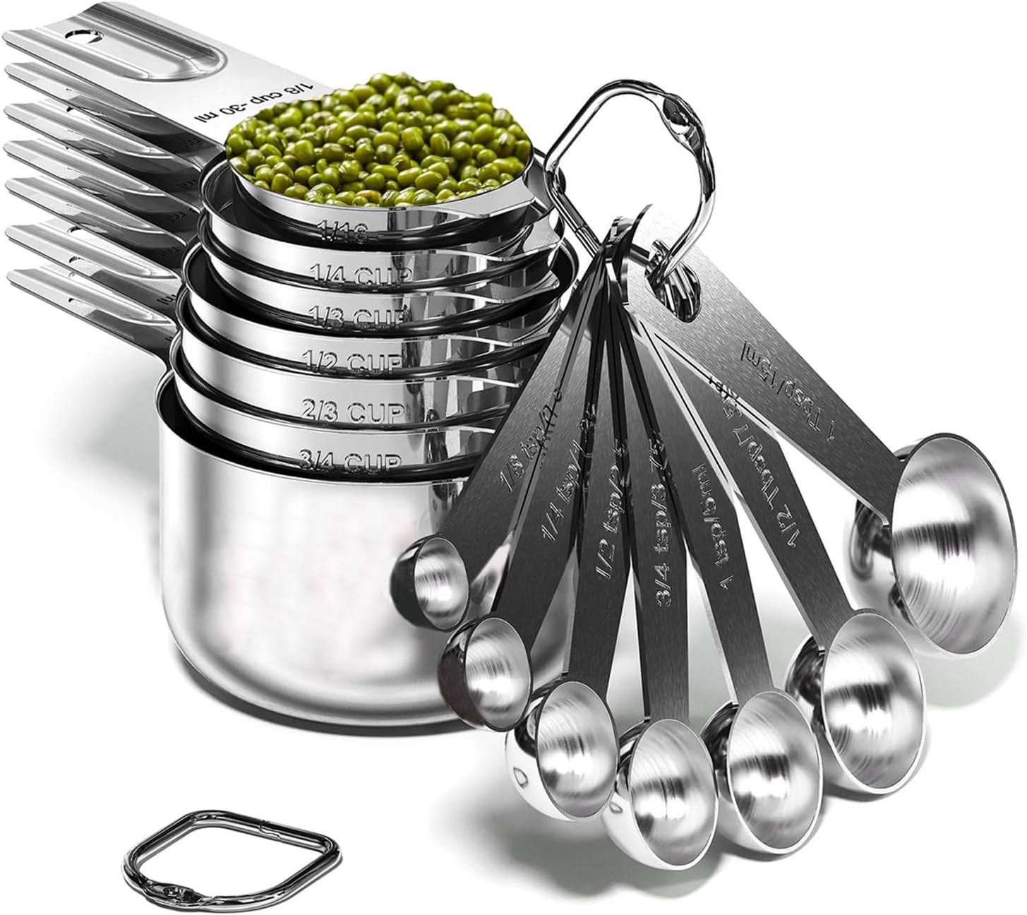 Stainless Steel Measuring Cups and Spoons Set-7 Cup & 7 Spoon + 2 D ...