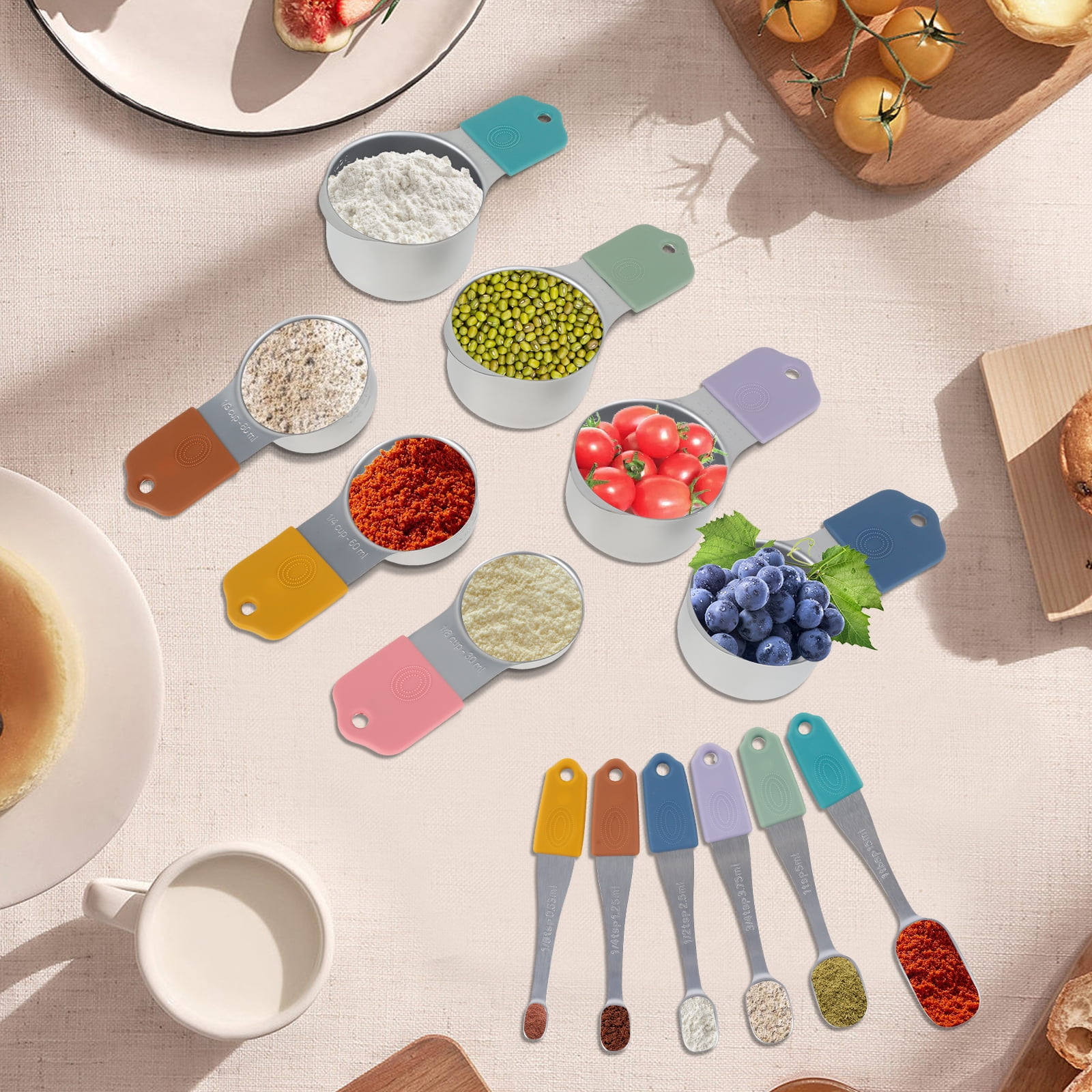 Stainless Steel Measuring Cups and Spoons Set Magnetic Measuring Cups ...