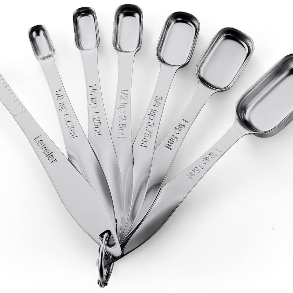 Stainless Steel Measuring Spoons Set of 7 with Leveler,Rectangular ...