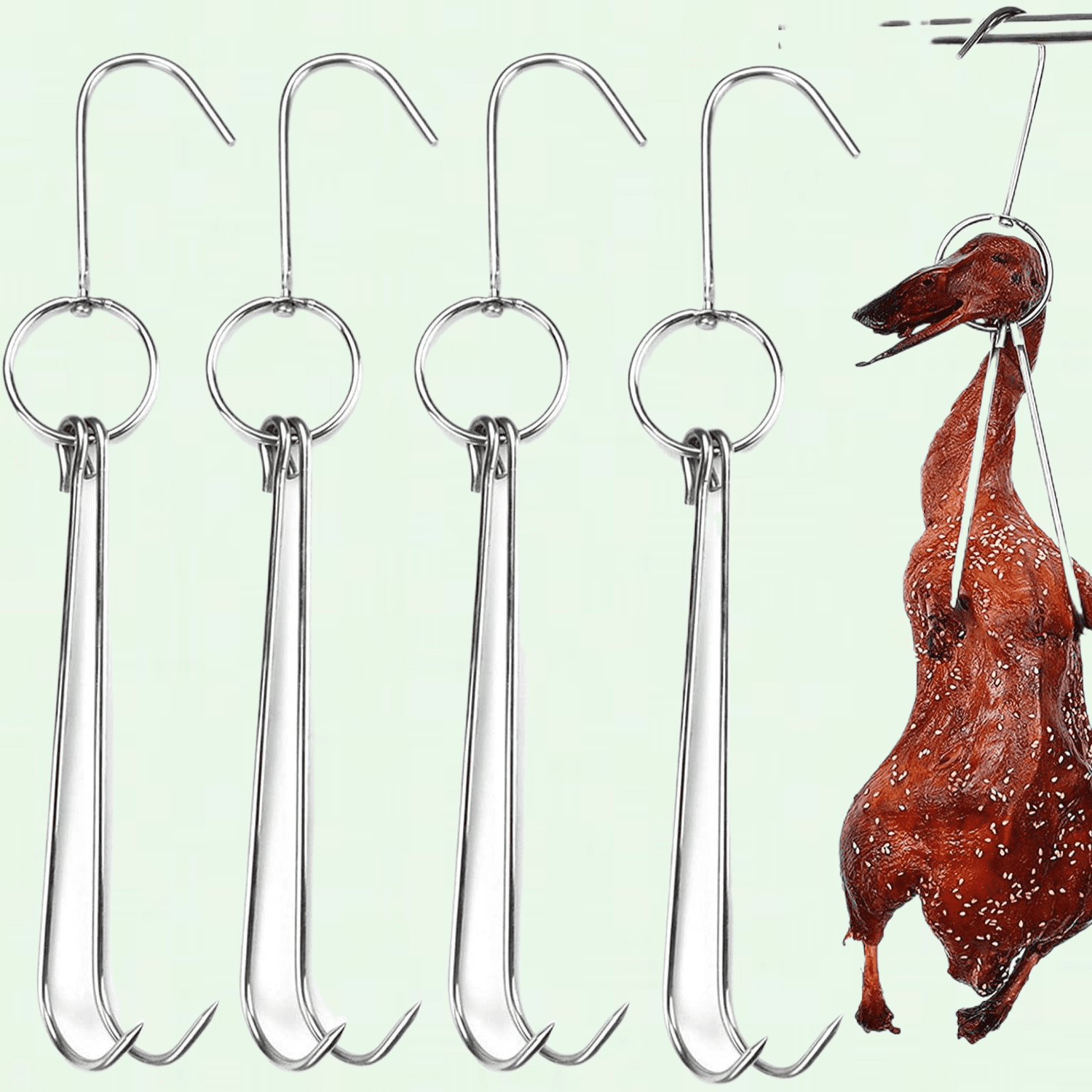 Stainless Steel Meat Hooks Set of 4, L-13.2 - Walmart Business Supplies