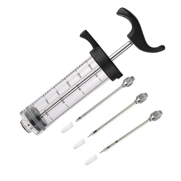 Heavy Duty Stainless Steel Meat Injector Kit, 2 oz Turkey Flavor ...