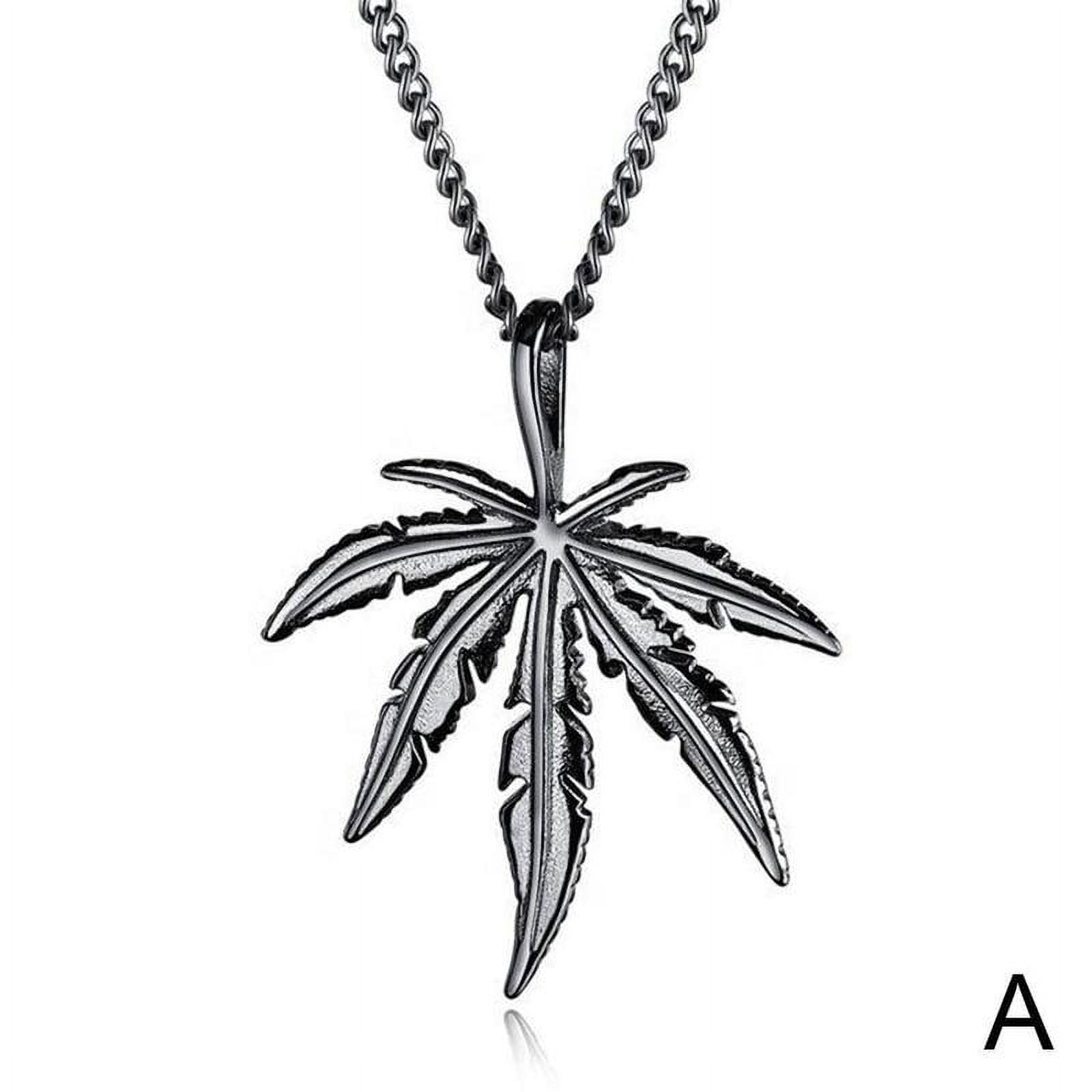 EZ Life Stainless Steel Men's Cannabis Leaf Pendant Necklace, Weed ...