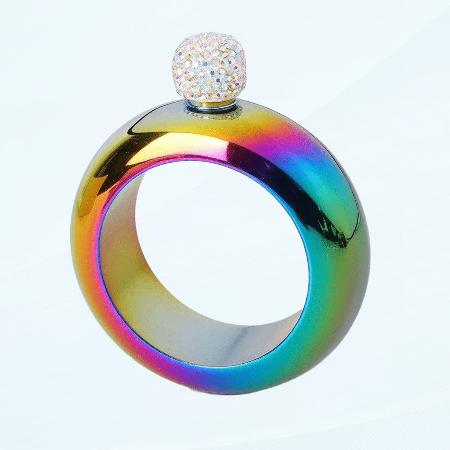 Stainless Steel Men's and Women's Bangle Bracelet Hip Flask Portable 3.5 Oz Diamond Lid Round ...