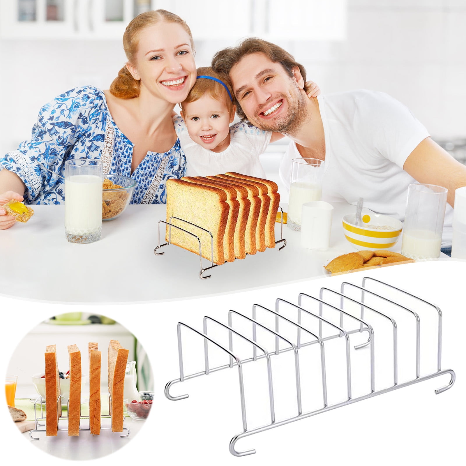 Stainless Steel Mesh Bread Rack | 8 Slot Rectangular Toast Holder ...