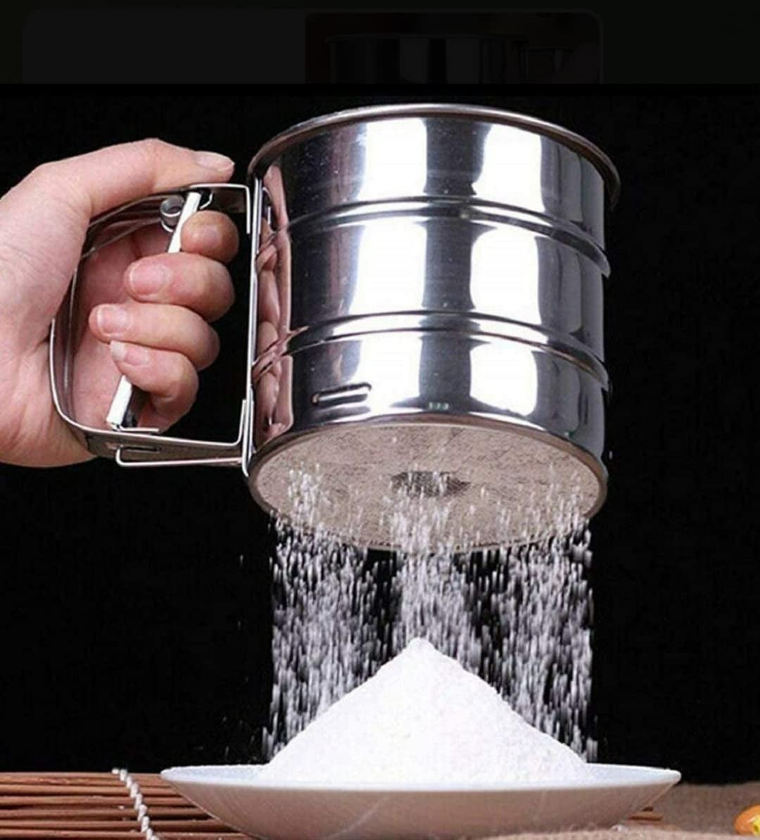 Stainless Steel Mesh Flour Sifter for Baking Double Layer Shaker Sieve ...