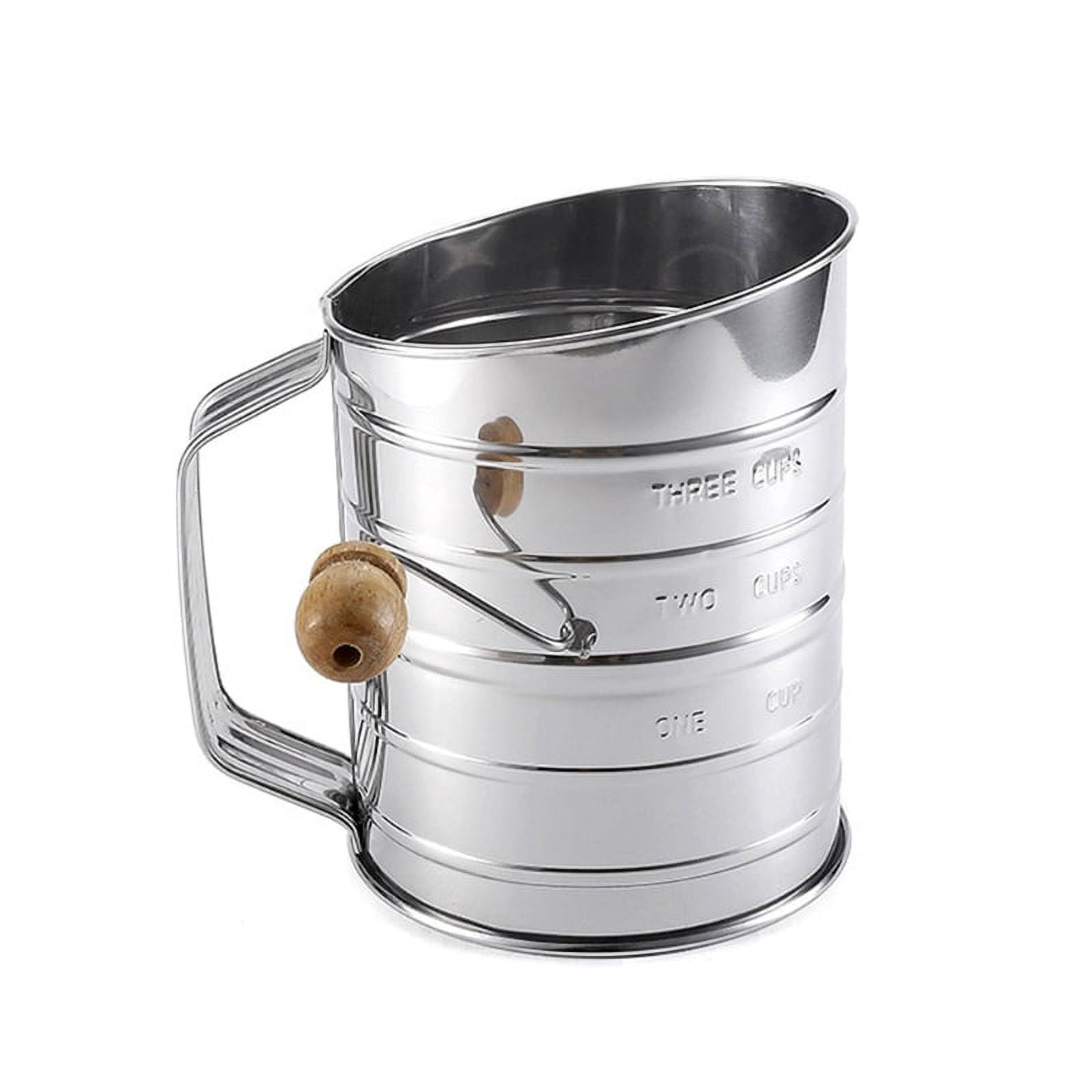 Stainless Steel Mesh Flour Sifter Mechanical Baking Icing Sugar Shaker ...