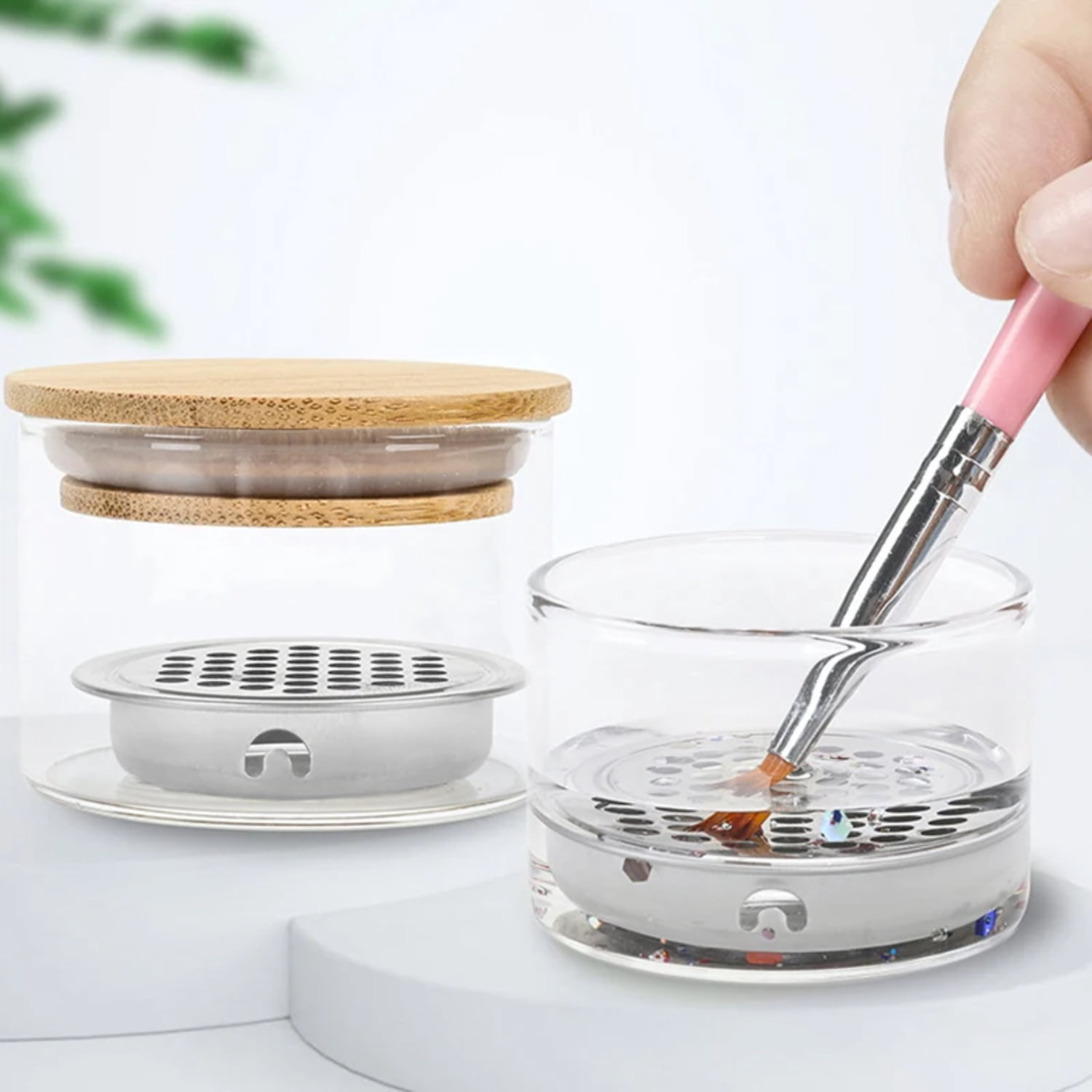 Stainless Steel Mesh Layers Easy Cleaning Manicure Washing Cup With Lid ...