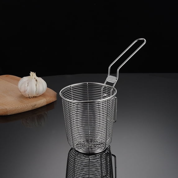 Stainless Steel Mesh Strainer for Pasta and Frying with Handle Hanging ...